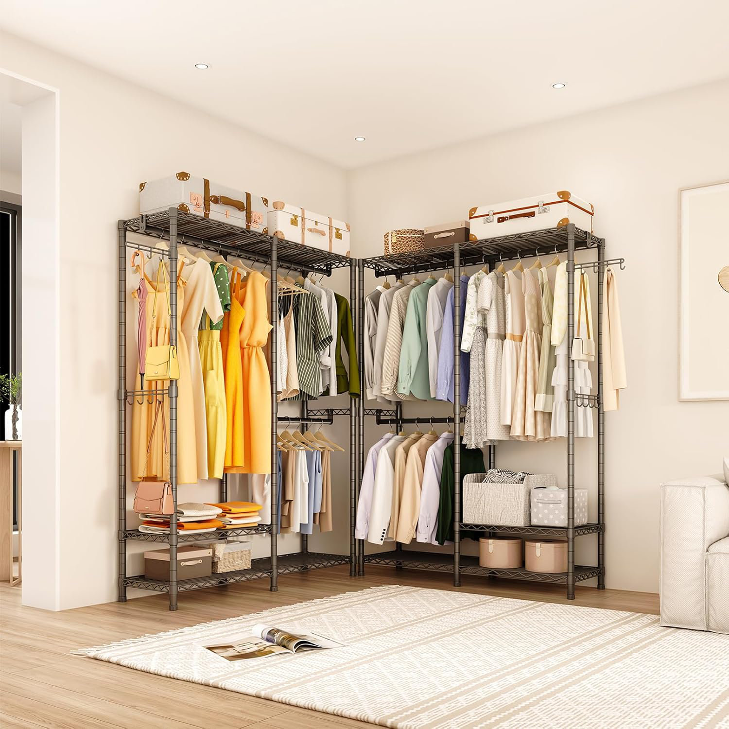 Rebrilliant Metal Closet Organizers and Storage, Wardrobe Clothing ...