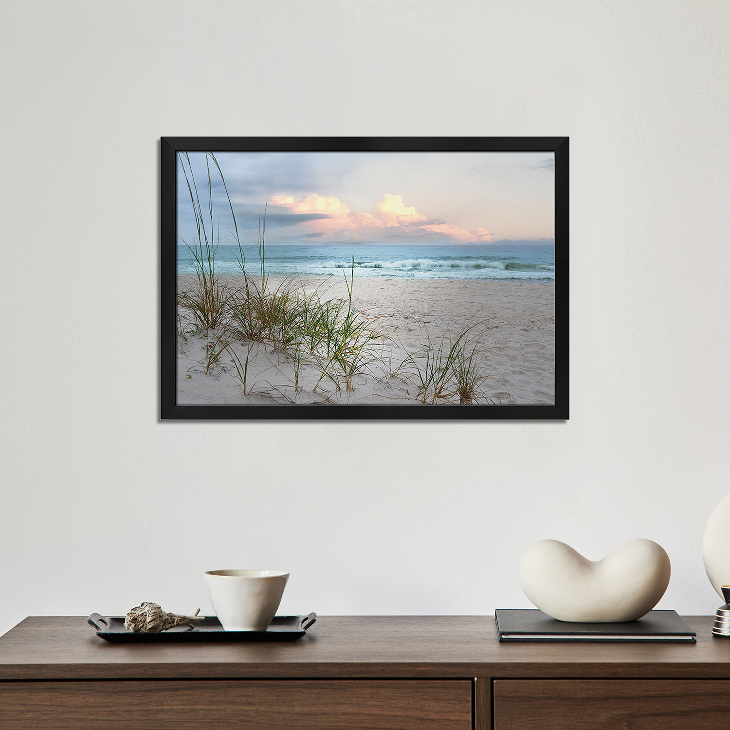 Beachcrest Home™ Beach Driftwood Premium Framed Poster by Nan | Wayfair
