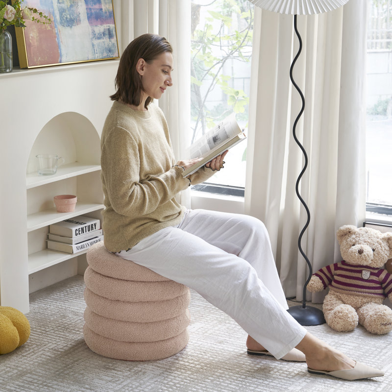 Mercer41 Round Upholstered Ottoman with Storage Multifunctional Foot ...