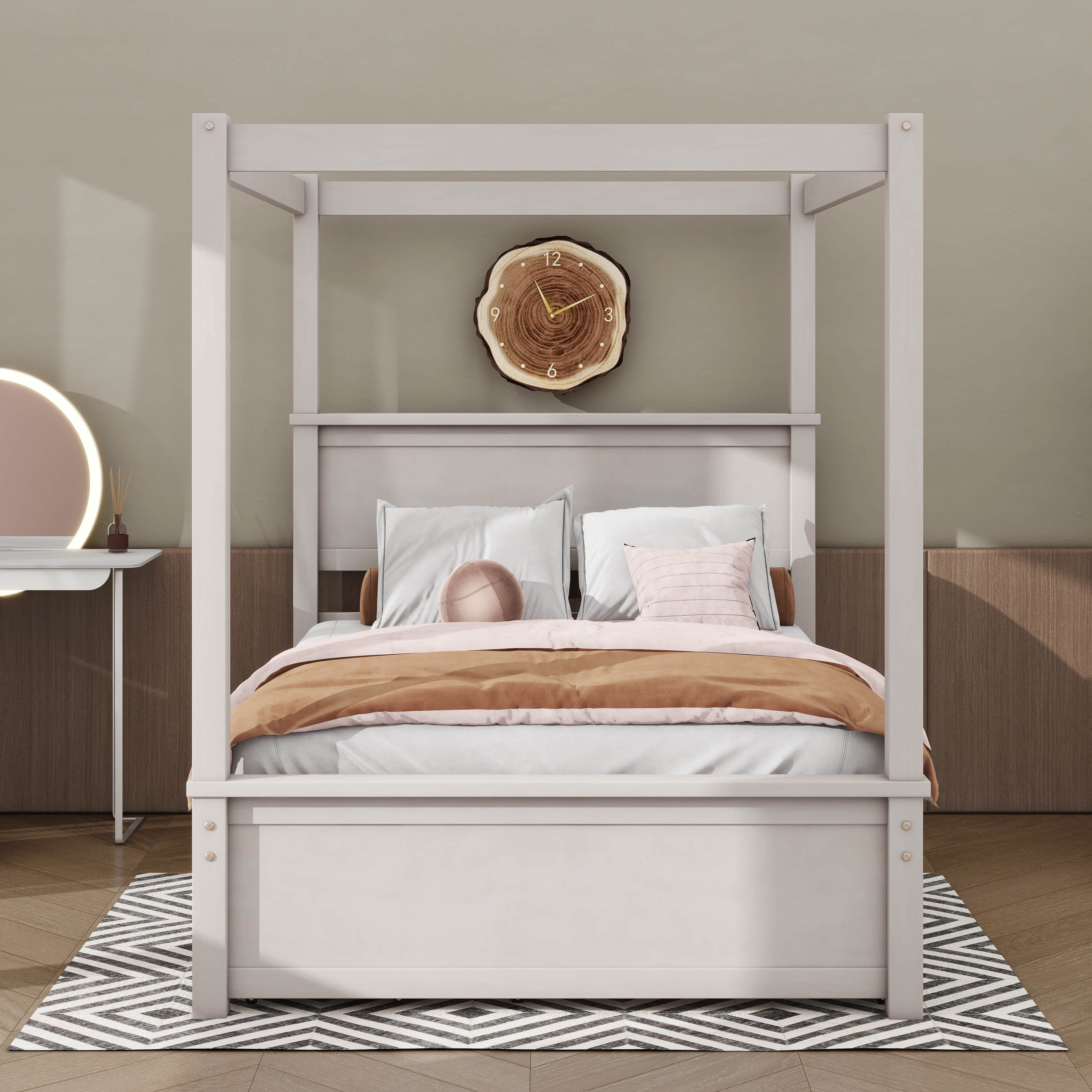 Lark Manor™ Wood Canopy Bed With Four Drawers ,Full Size Canopy ...