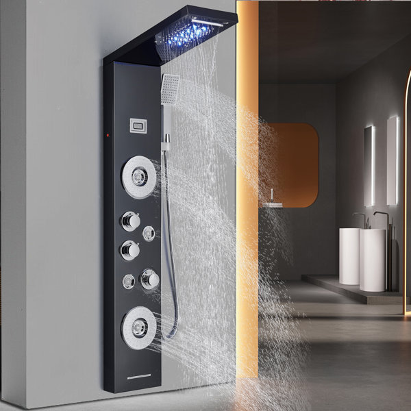 AlenArtWater Shower Panel Tower LED Head Shower Faucet Stainless ...