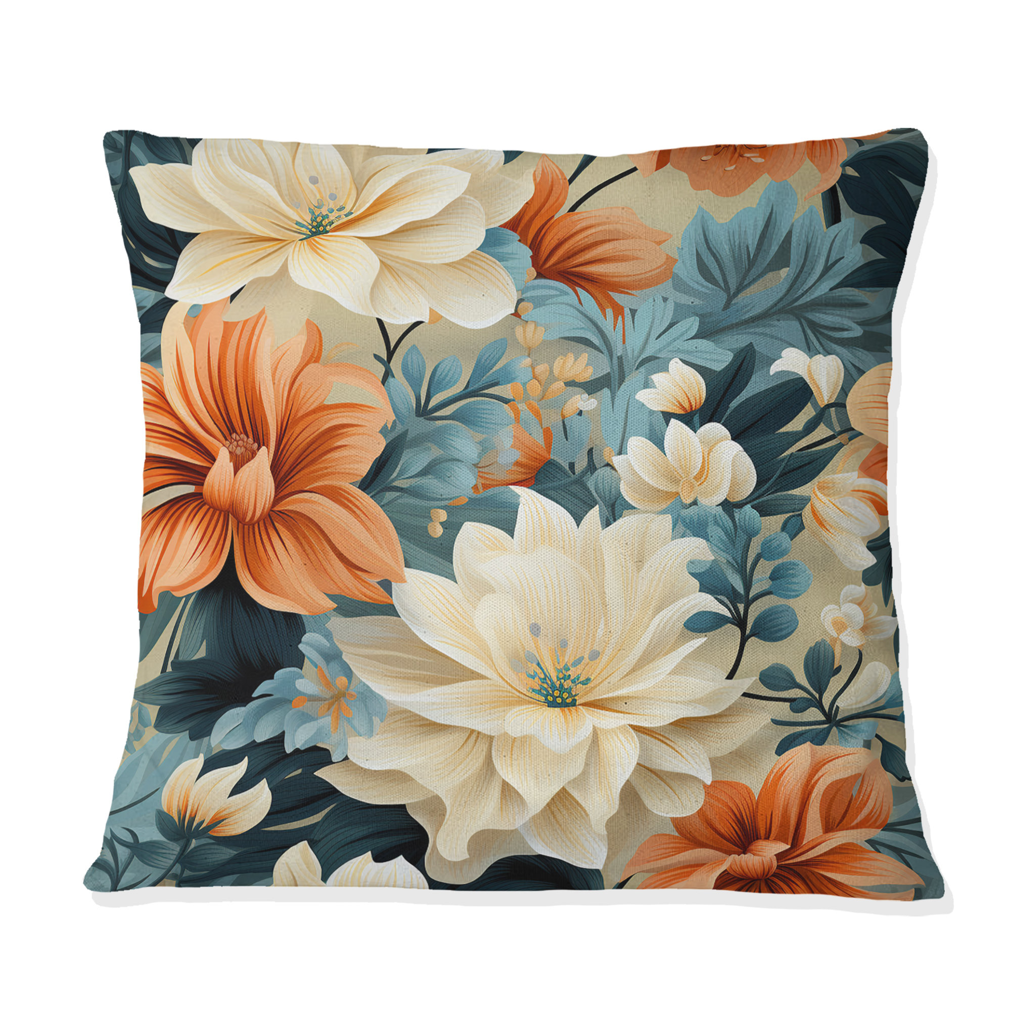Design Art Warm Terracotta And Floral Botanical Pattern - Floral ...