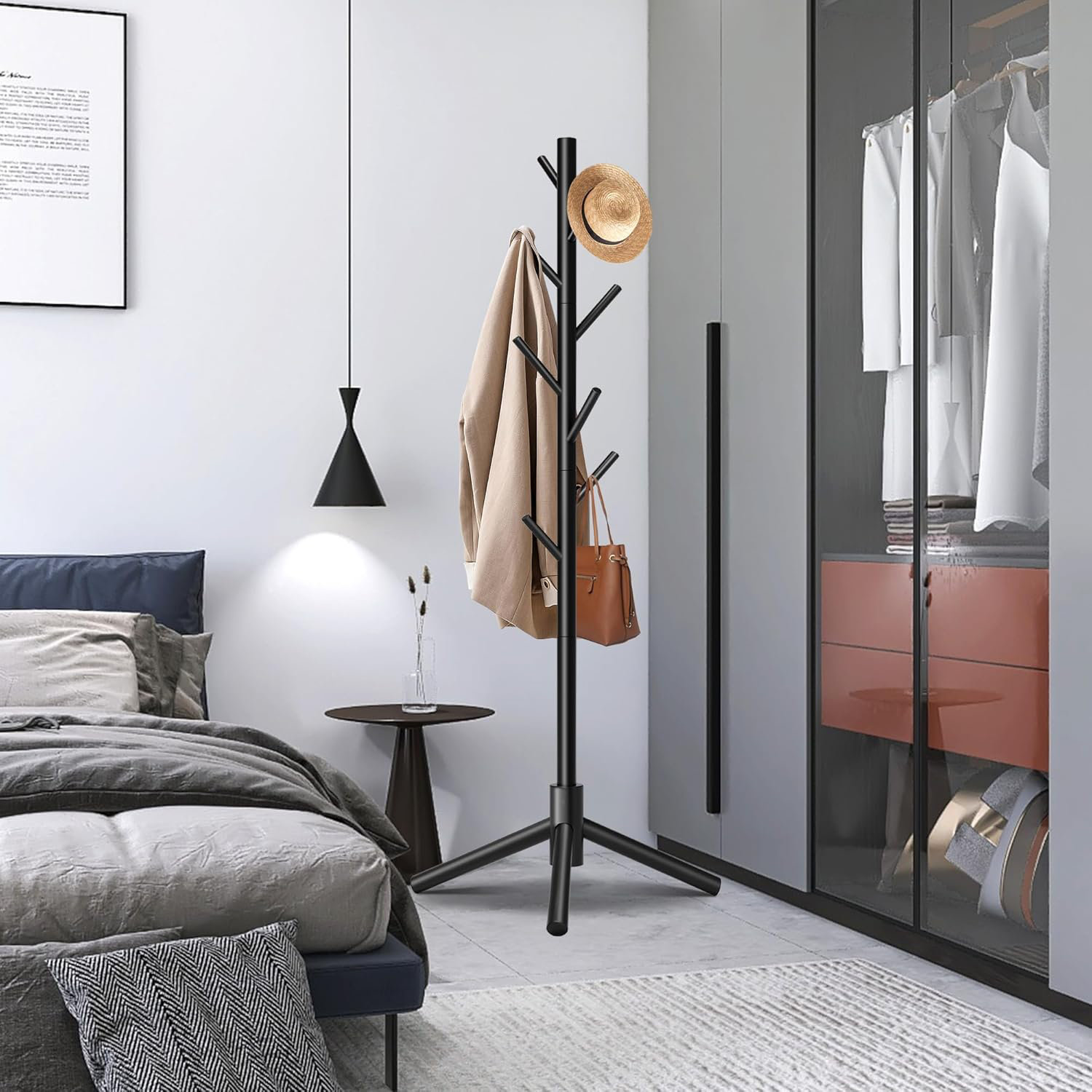 George Oliver Freestanding Coat Rack With Stable Triangular Base 8 ...