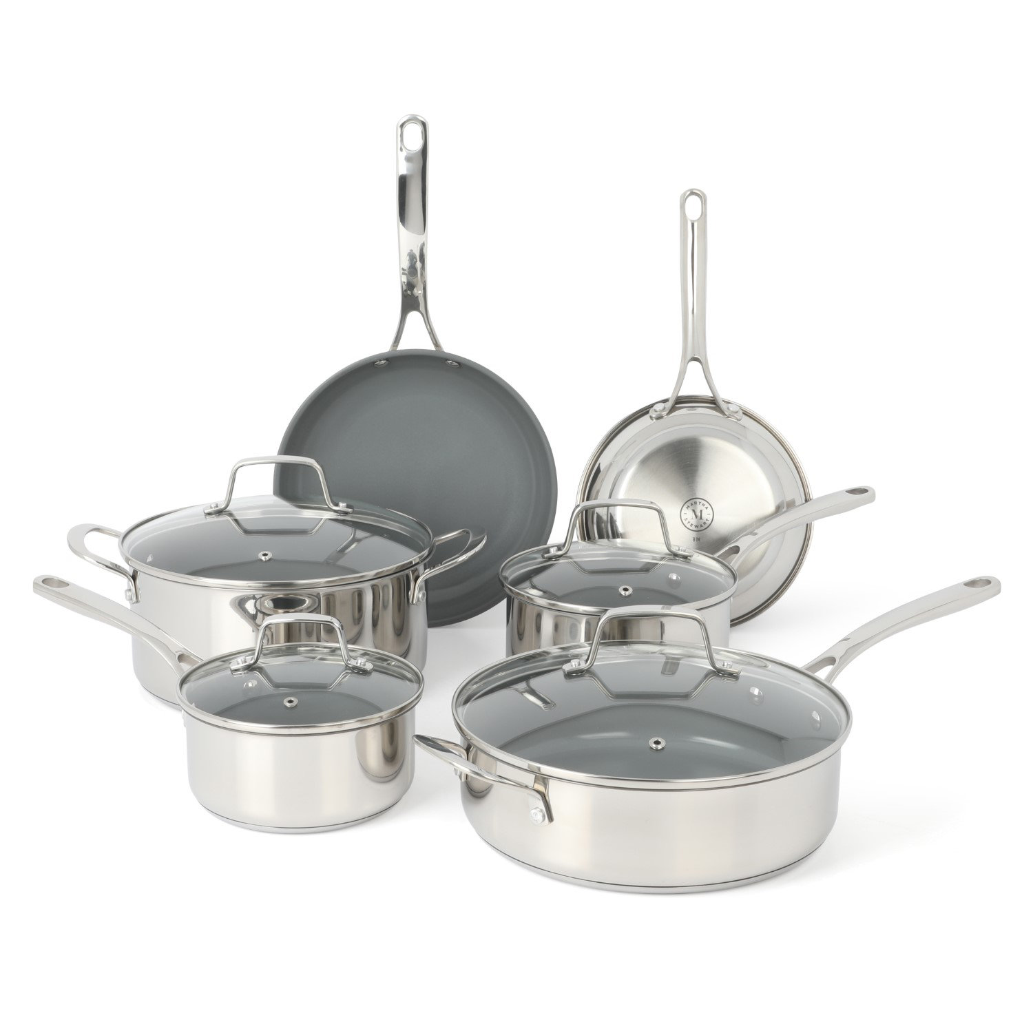 Martha Stewart Delaroux 10 Piece Stainless Steel Cookware Set w ...