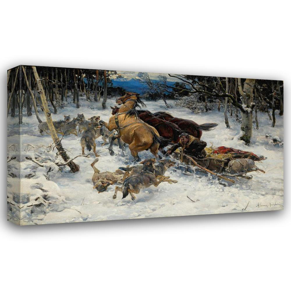 Lark Manor™ "A Sledge Under Attack by Wolves" by Alfred Von Wierusz ...