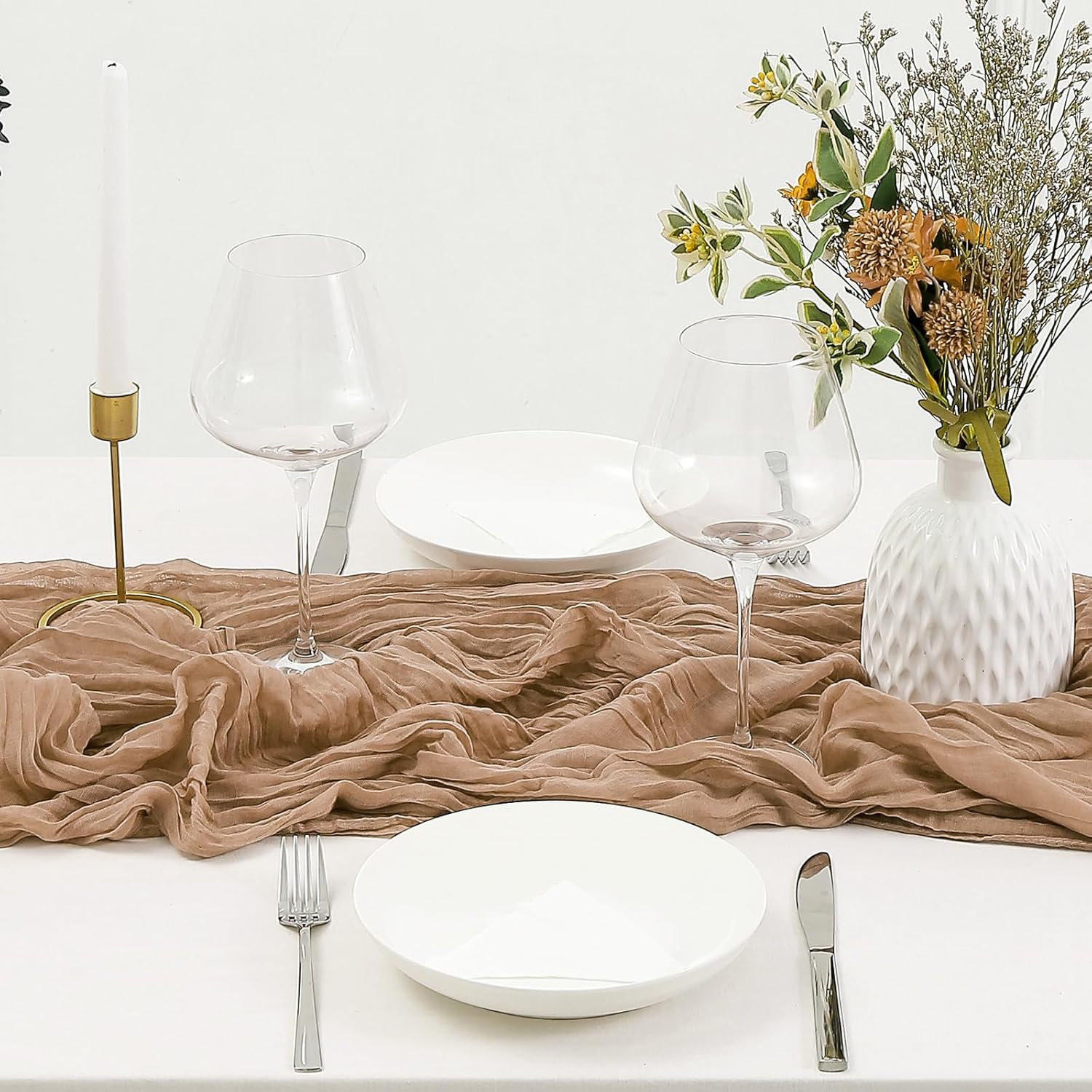 Latitude Run® Table Runner 13.3ft Boho Gauze Cheese Cloth Table Runner ...