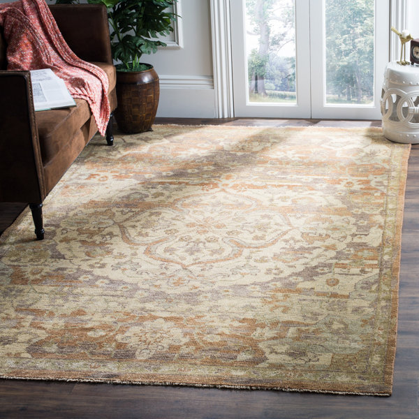 Bungalow Rose Kline Oriental Hand-Knotted Wool Gold Area Rug - Wayfair ...