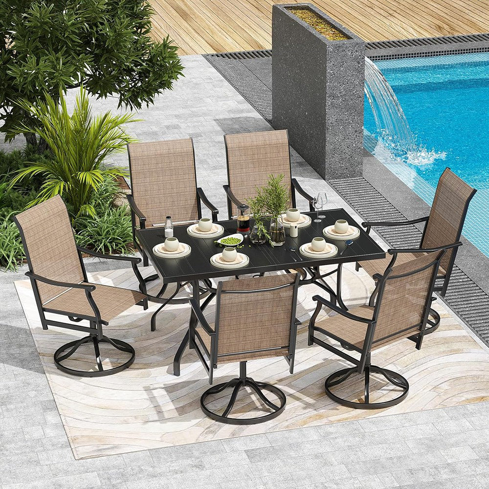 Red Barrel Studio® Outdoor Dining Chairs Set Of 4, 360°Swivel Patio ...