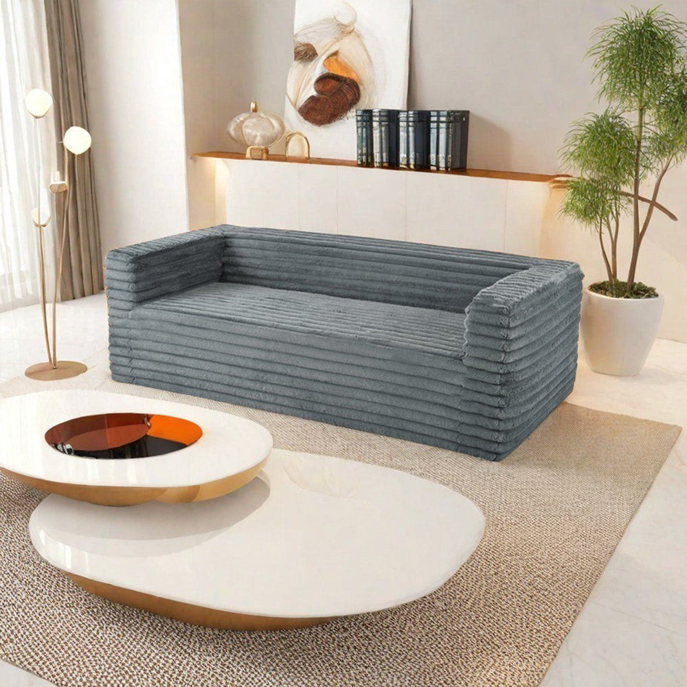 Everly Quinn Modern Luxury Comfort Seating Corduroy Sofa, 89 Inch 3 ...
