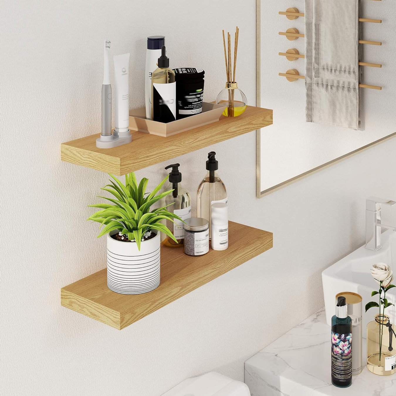 Latitude Run® 24 Inch Floating Shelves Set of 2, Hanging Shelf with ...