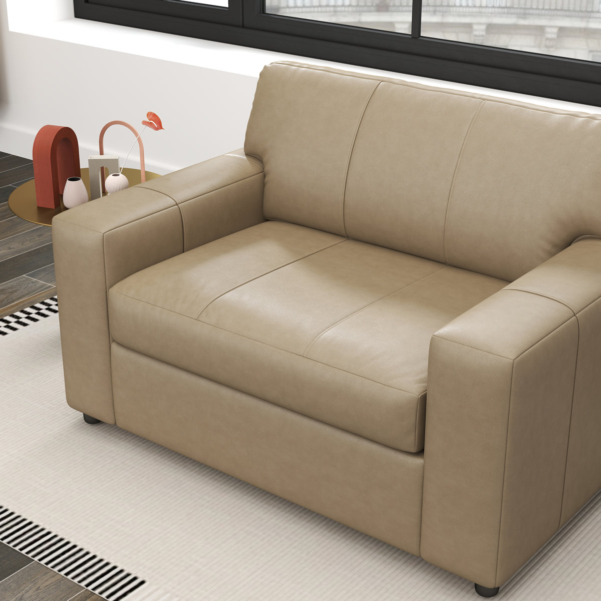 Latitude Run® Caro Leather Upholstered Cutler Lounge Chair | Wayfair