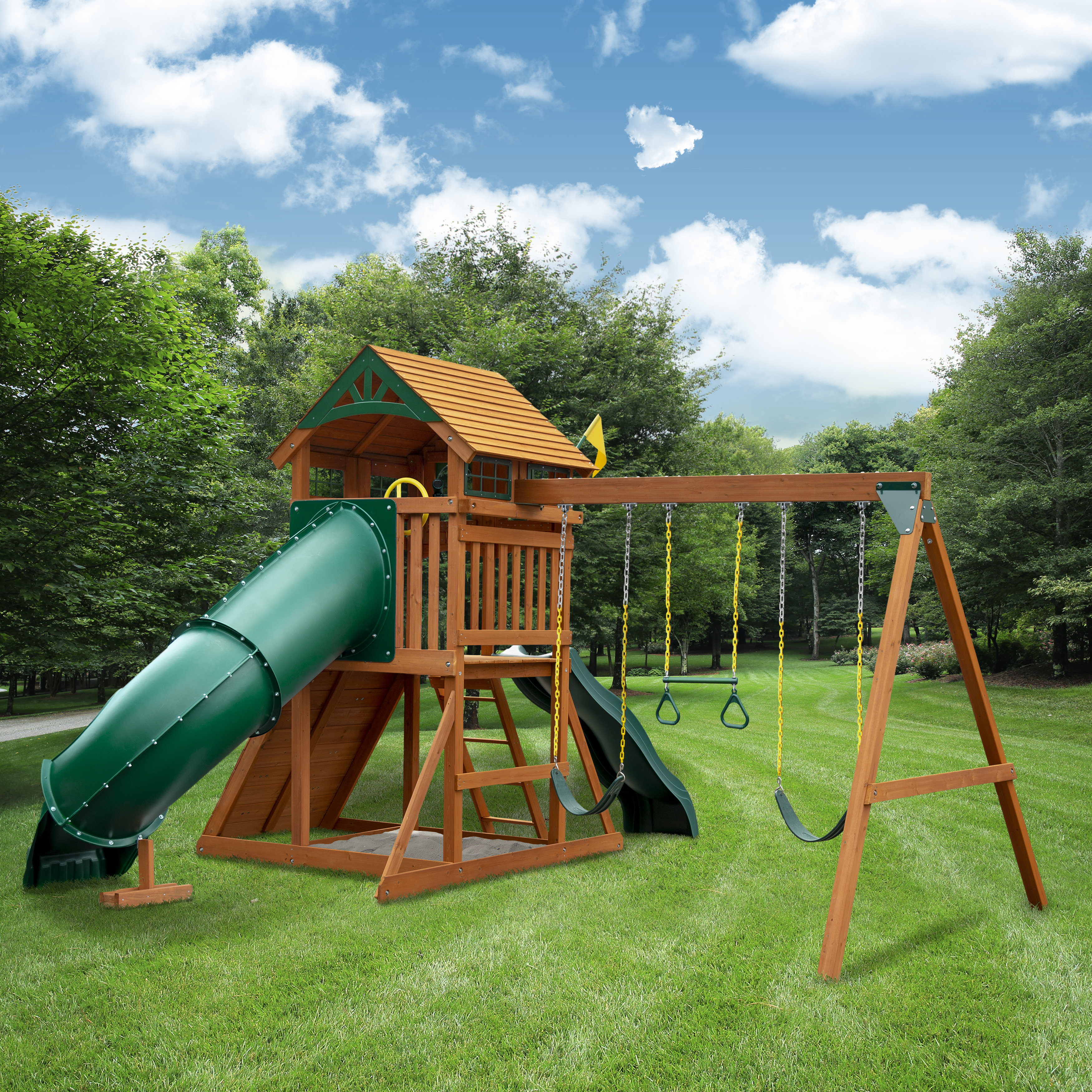 Gorilla Playsets Avalon Swing Set with Twister Tube Slide ...