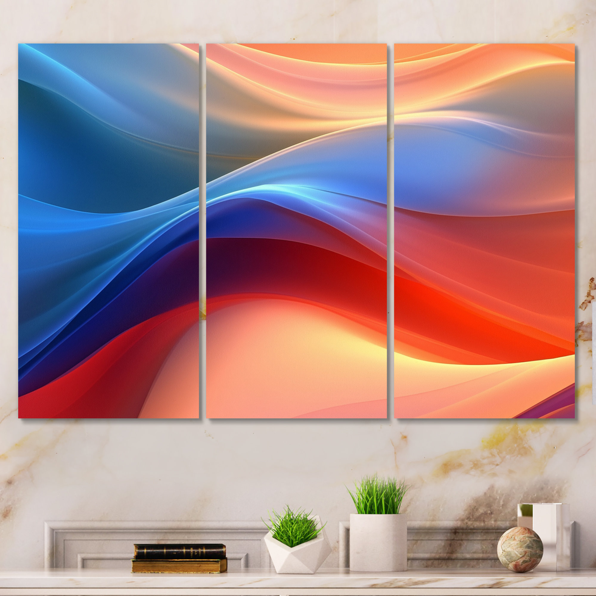 Wrought Studio Orange Blue Fractal Fluidity II - Fractals Metal Wall ...