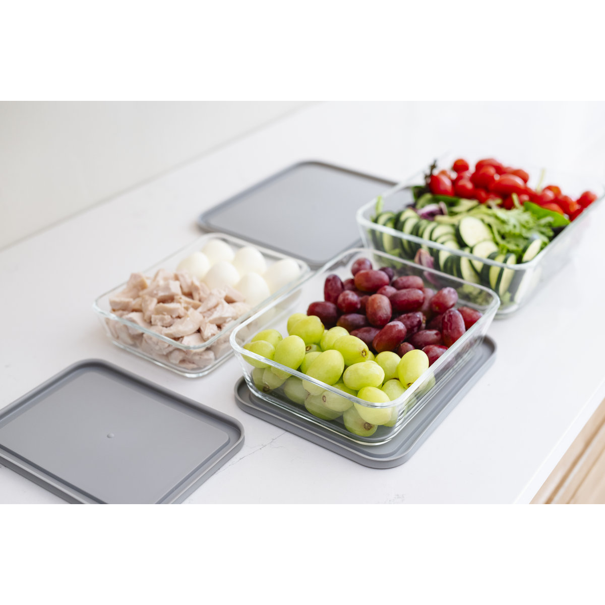 Prep & Savour Kitchen Storage Glass Food Containers 6 Piece Nested Set ...