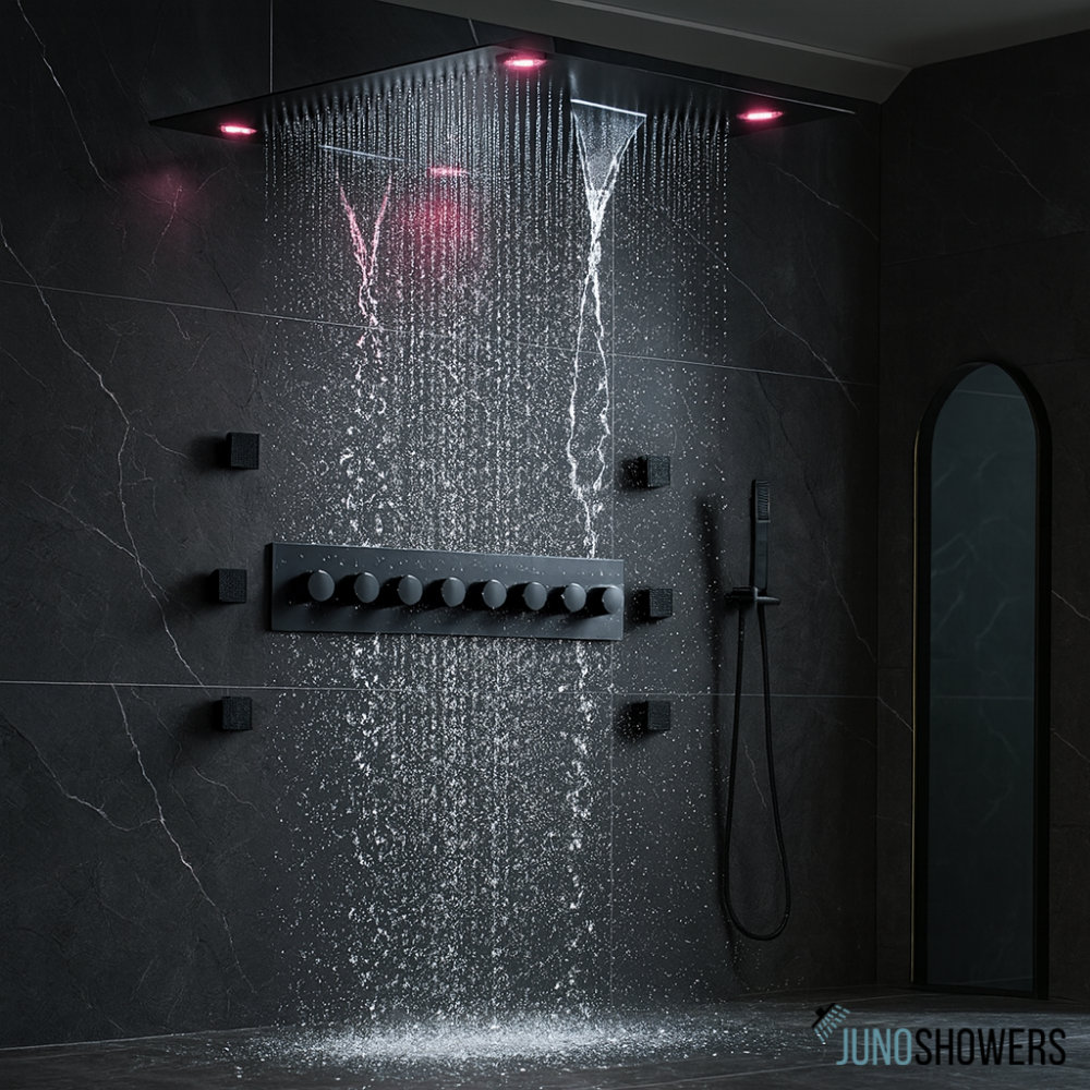 Juno Showers European Gold Ceramic Diamond Shower Set with Handheld ...
