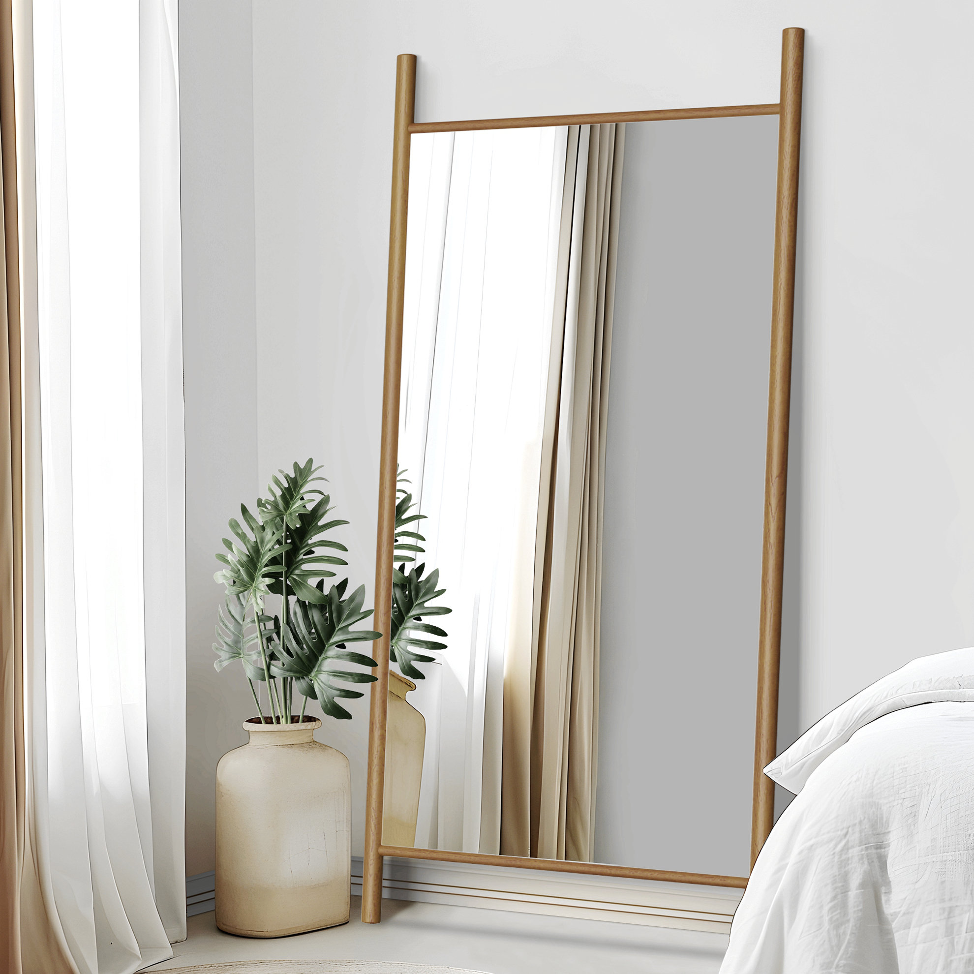 Latitude Run® 71"*31" Solid Wood Ladder Rectangular Brown Full-Length ...
