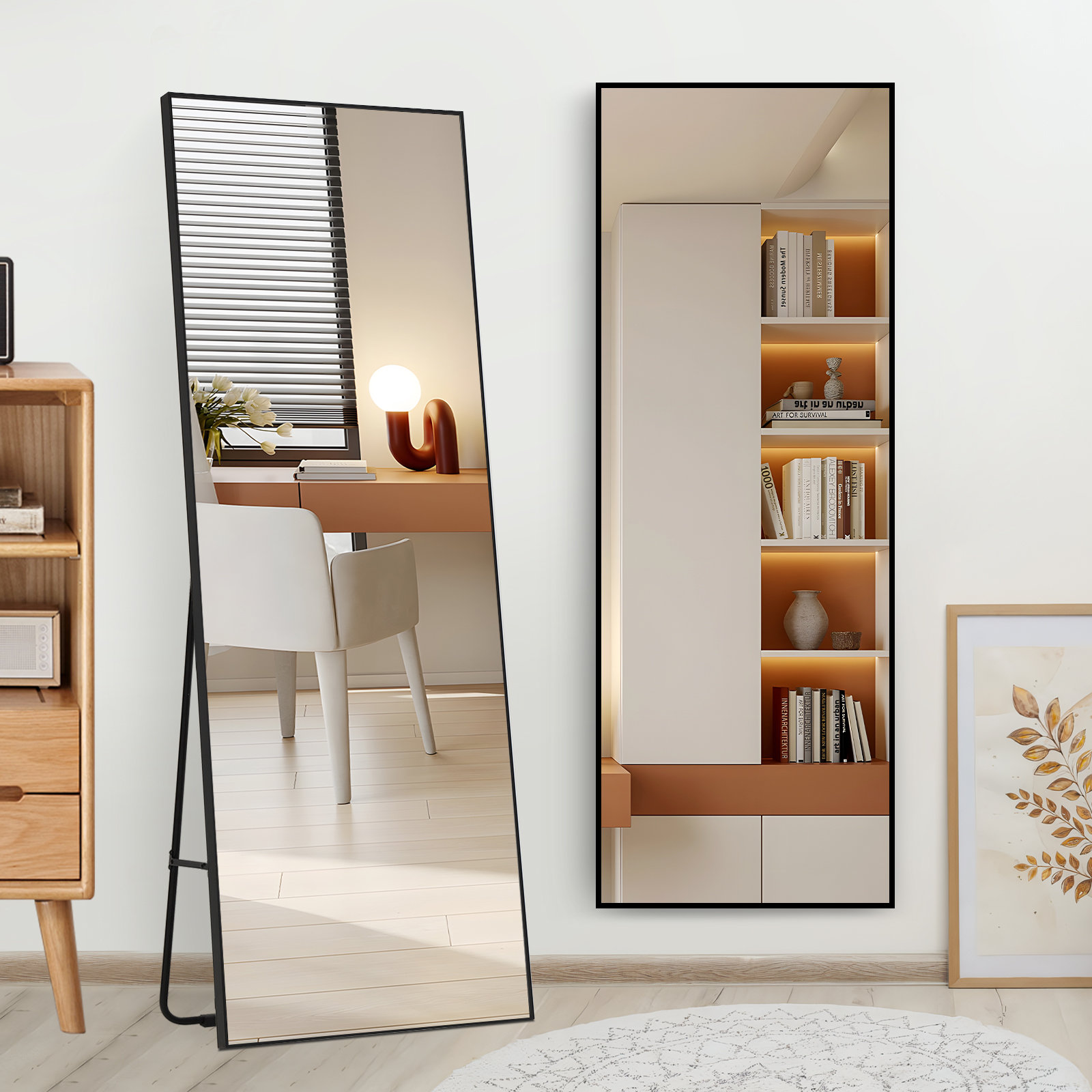 Ebern Designs Veria Metal Rectangle Floor Mirror & Reviews | Wayfair