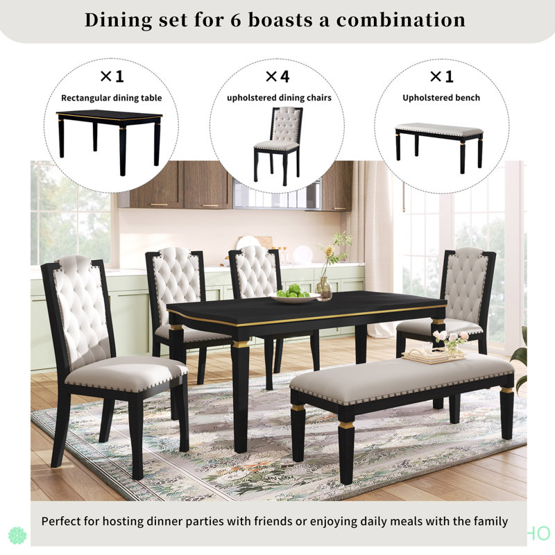 dining table set with high back bench