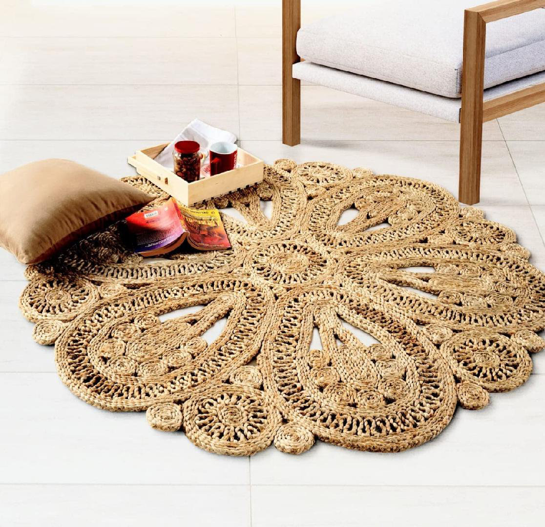 Rosecliff Heights Natural Round Handwoven Jute Rug - Soft Jute Rug ...