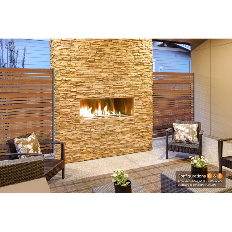 OUTDECO 72” Galvanized Steel Adjustable Horizontal Slat Fence Frame Kit ...