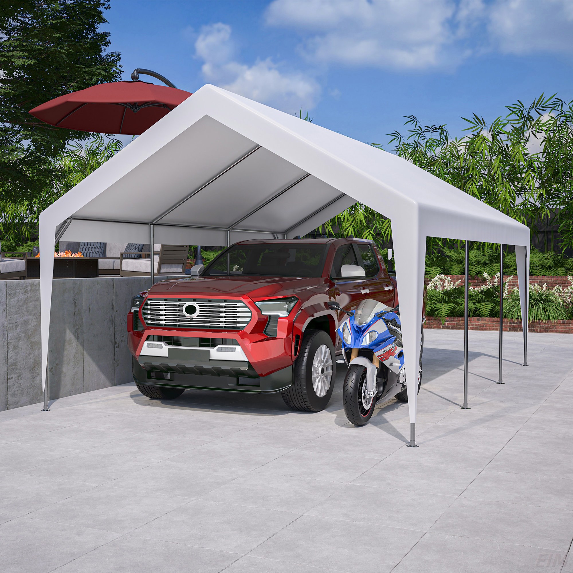 CHENGGUHENGXIN Heavy Duty Steel Carport Storage Canopy Garage Tent W ...