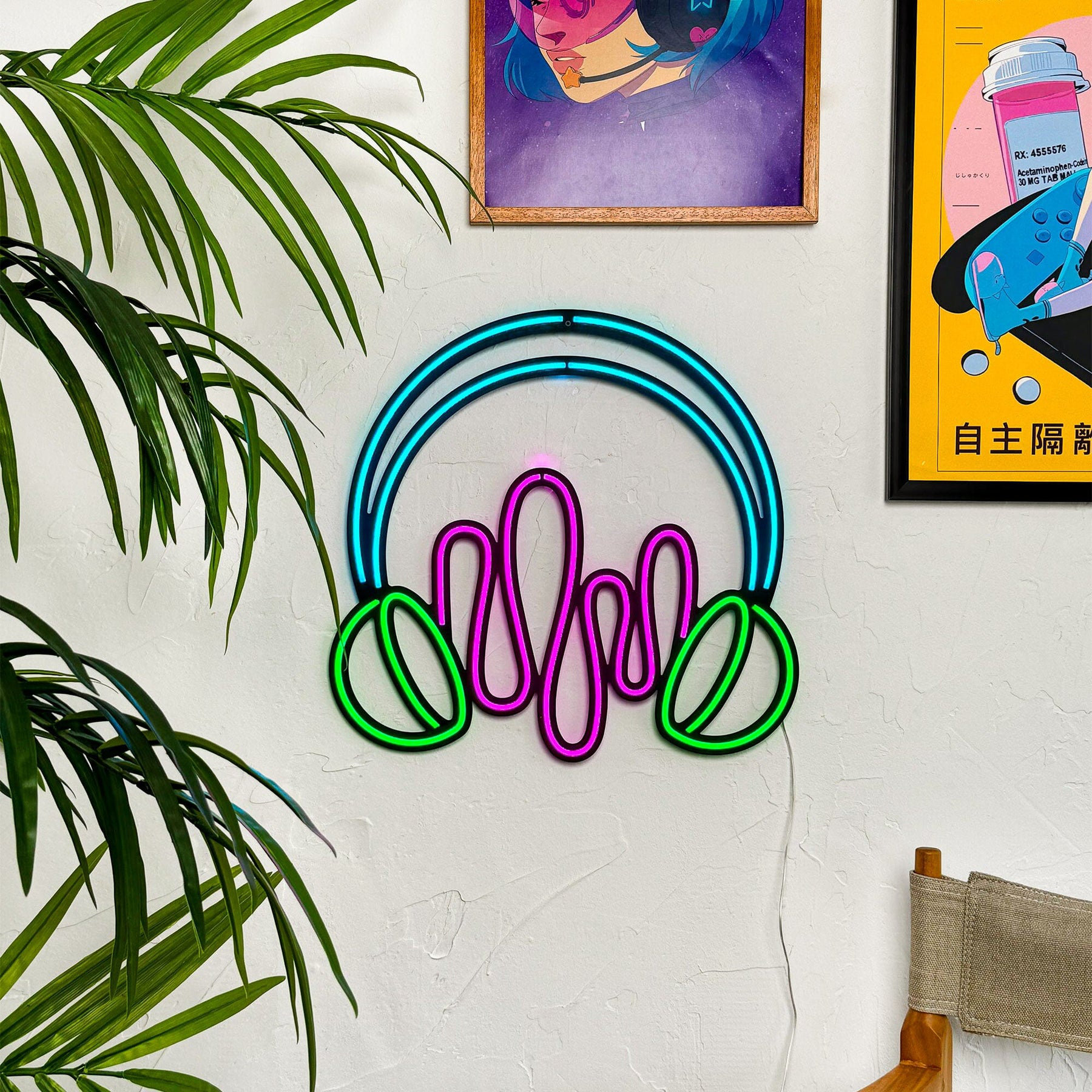 Trinx Headphones Metal Neon Sign, Neon Sign, LED Metal Wall Art for ...