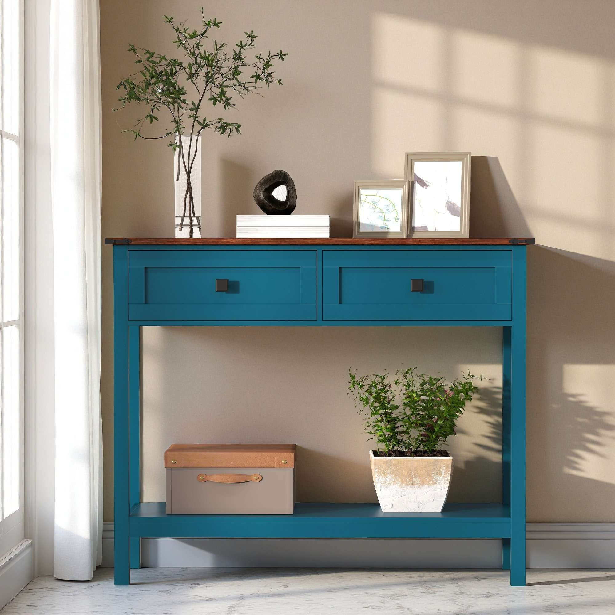 Ophelia & Co. Farmhouse Console Table with Storage Drawers - Entryway ...