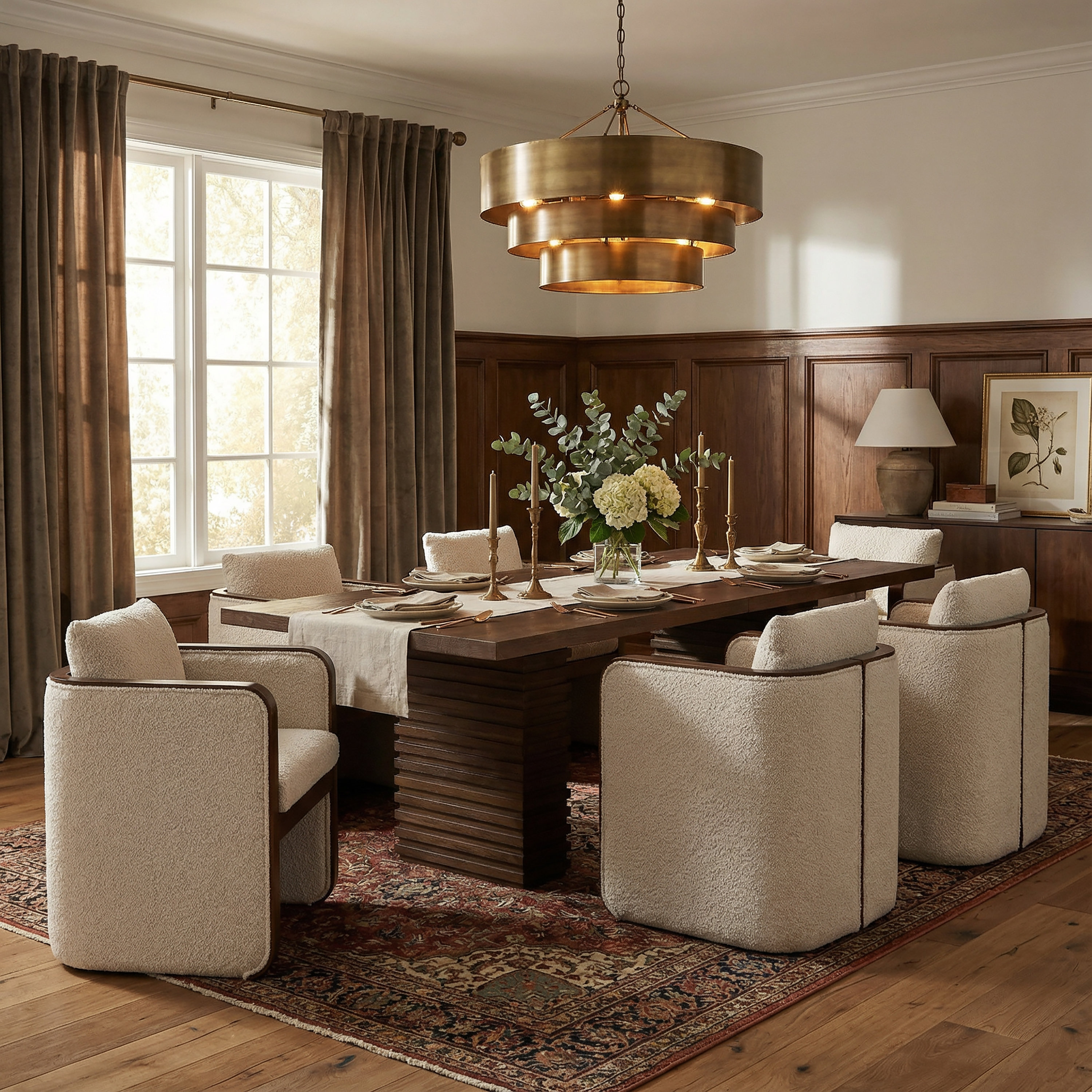 NFusion Calder 7-Piece Mid-Century Modern Wood Dining Table Set With ...
