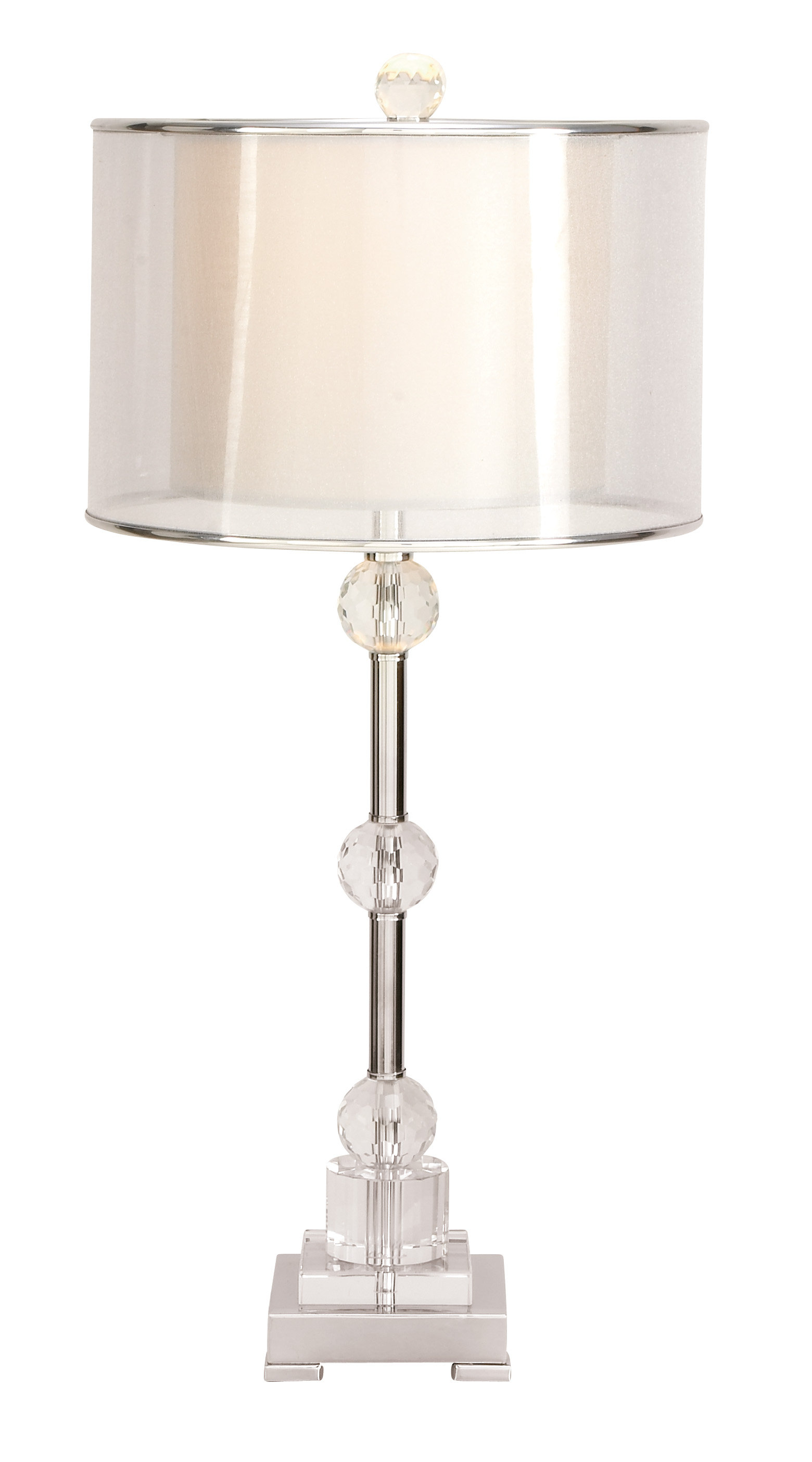 Mercer41 Pocklingt Glass Silver Table Lamp with Crystal Embellishments ...