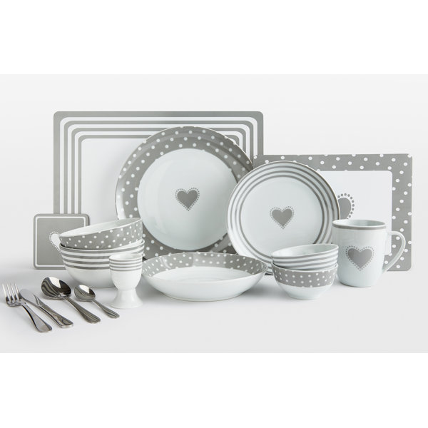Waterside Heart 80 Piece Dinnerware Set, Service for 6 & Reviews ...
