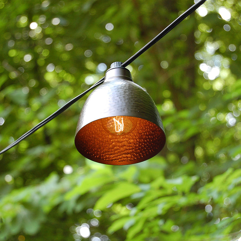 17 Stories Luisa Electric Café String Lights with 10 Brown Metal Domes ...