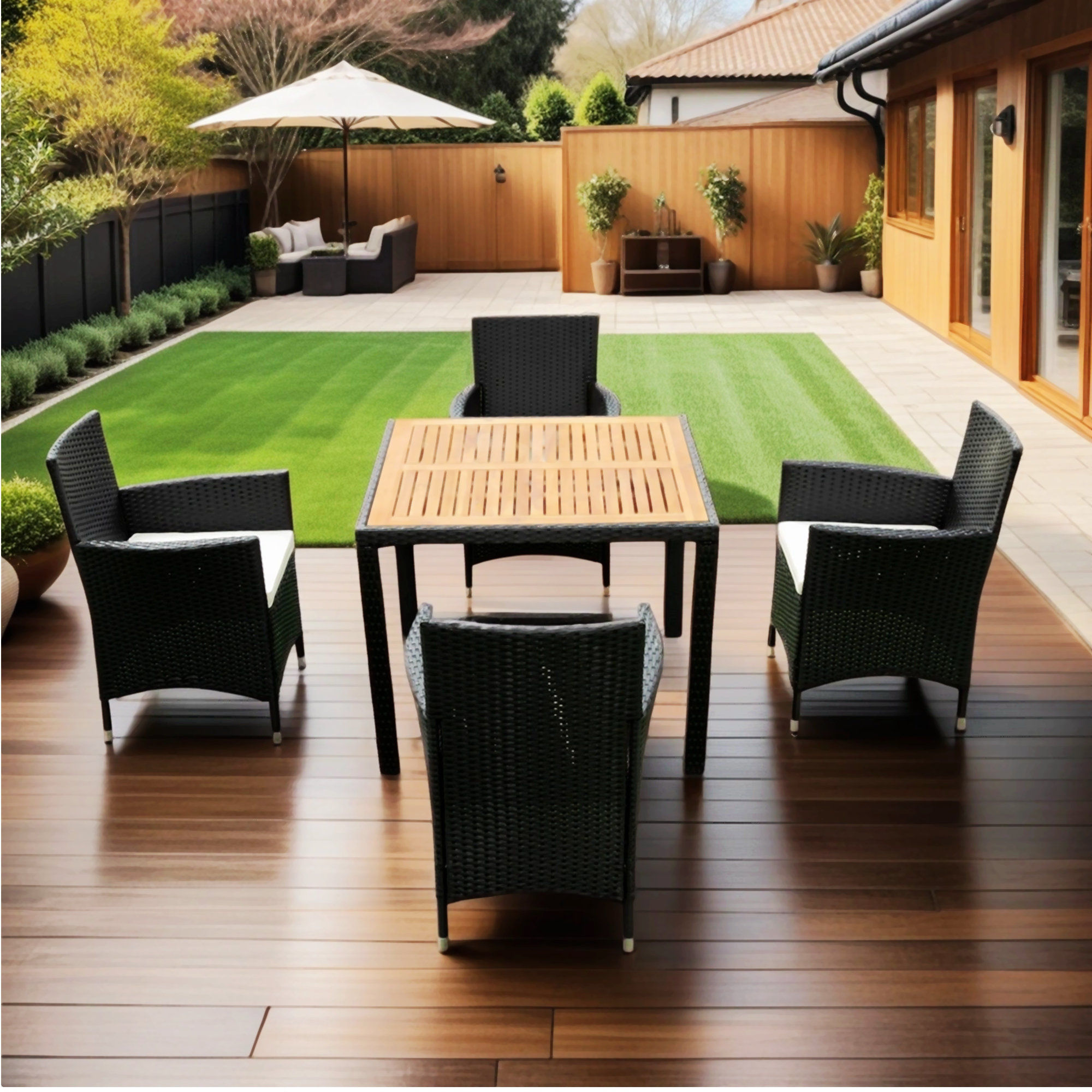 Red Barrel Studio® Keisha 4 - Person Square Outdoor Dining Set with ...