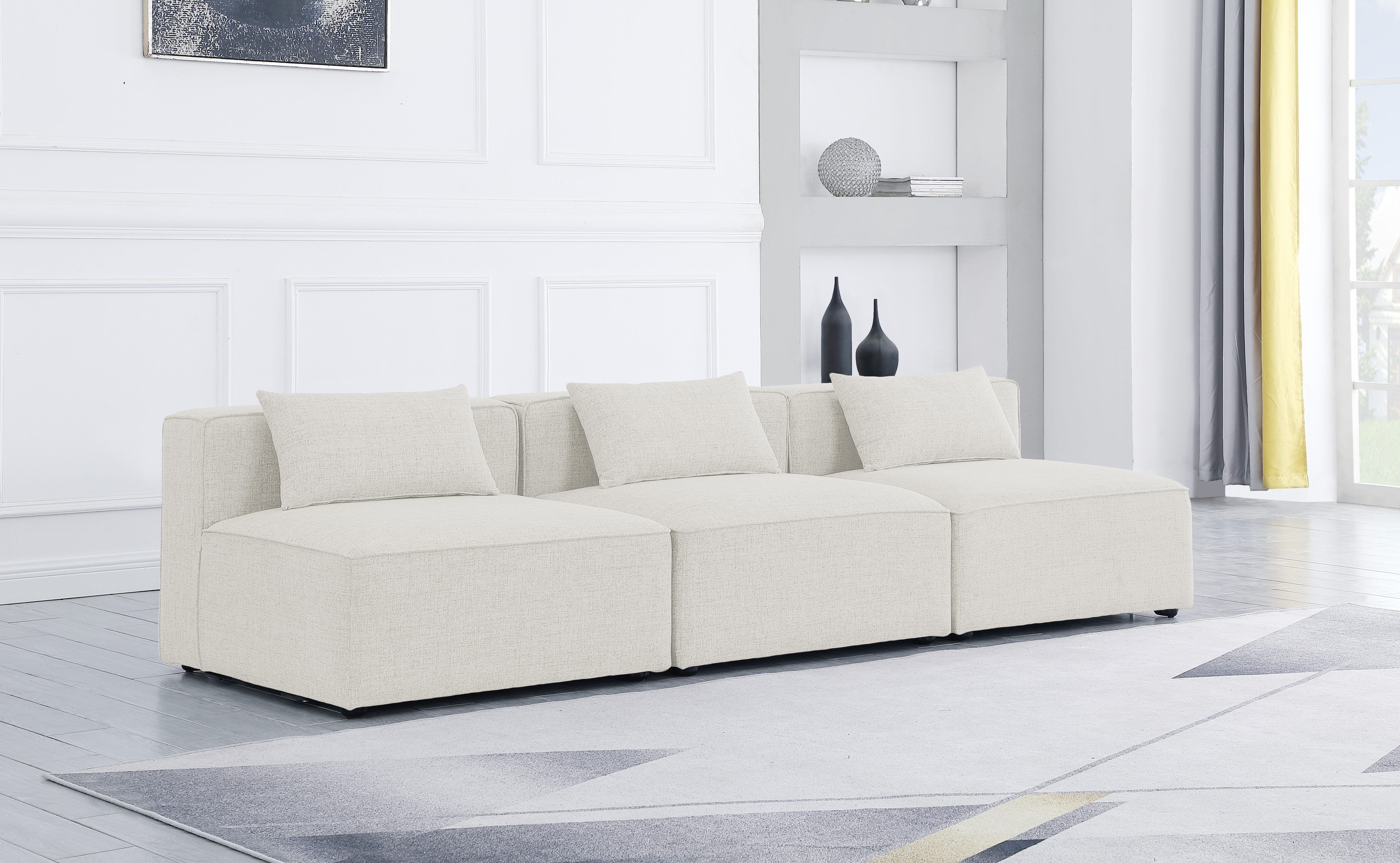 Latitude Run® Cube Navy Durable Linen Modular Sofa - Wayfair Canada