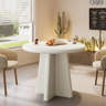 Ivy Bronx White Round Modern Restaurant Coffee Table, Sturdy Base ...