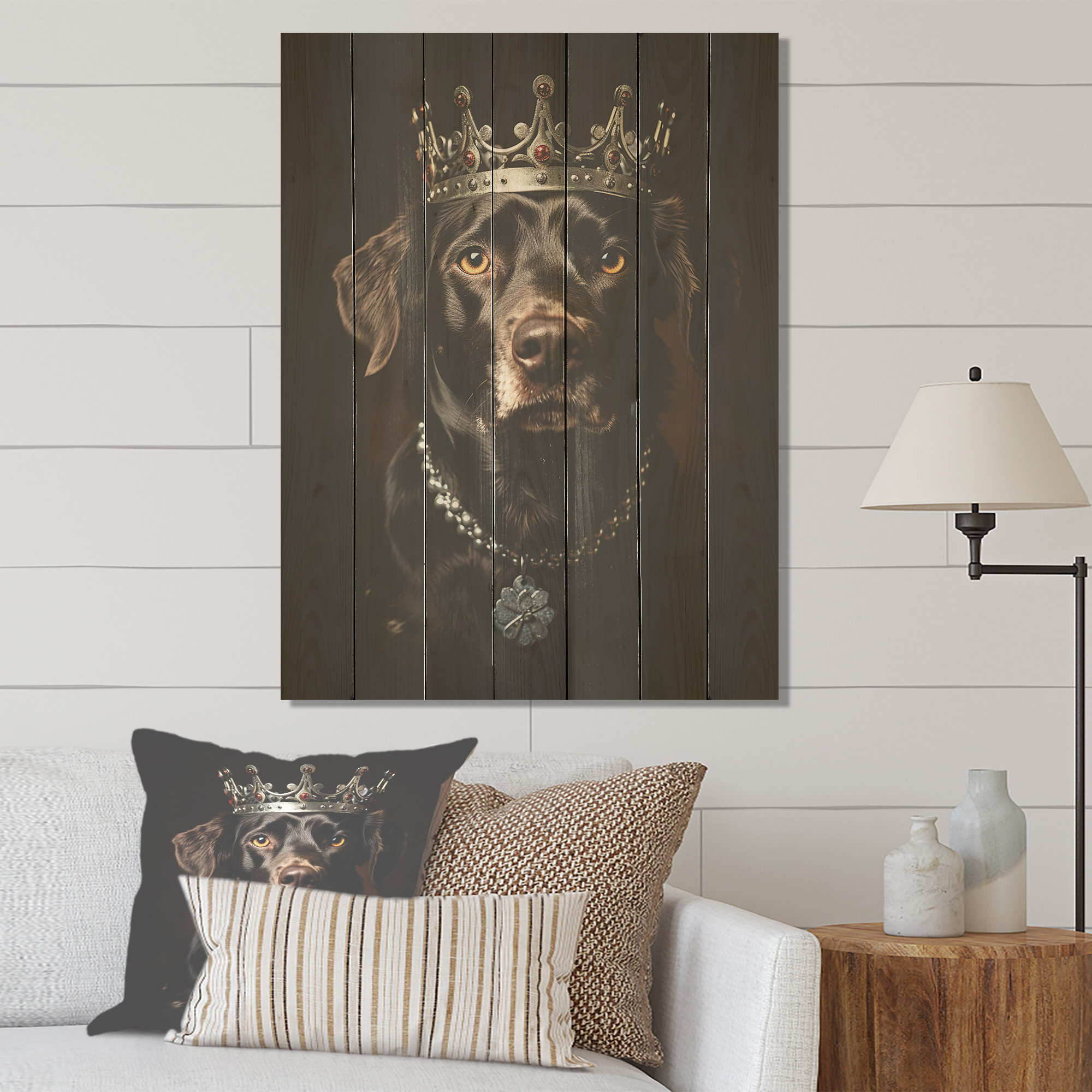 Trinx Crowned Royal Labrador Dog II - Dog On Wood Print | Wayfair