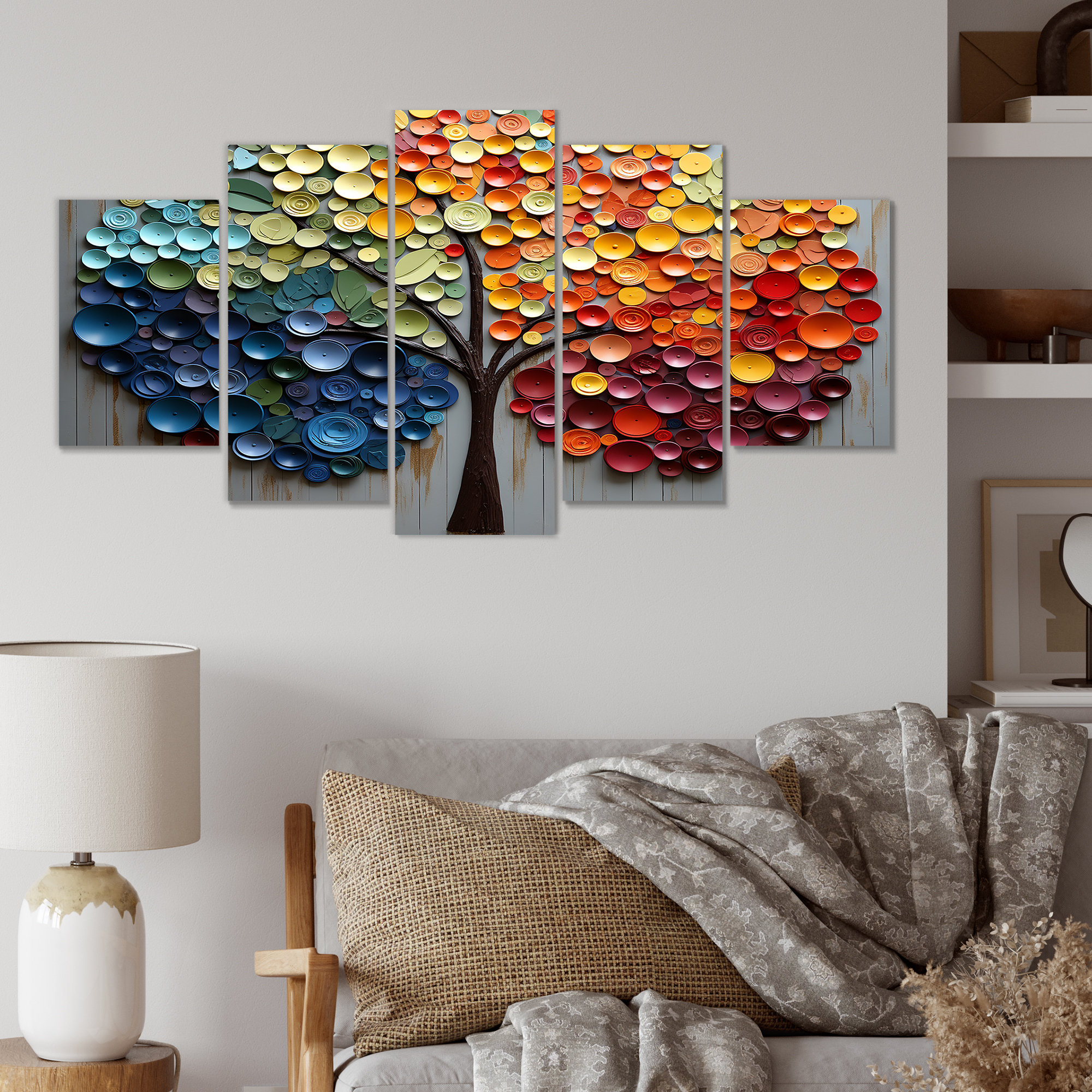 Lark Manor™ Colorful Rainbow Tree Of 4 Seasons - Trees Multipanel Wall ...