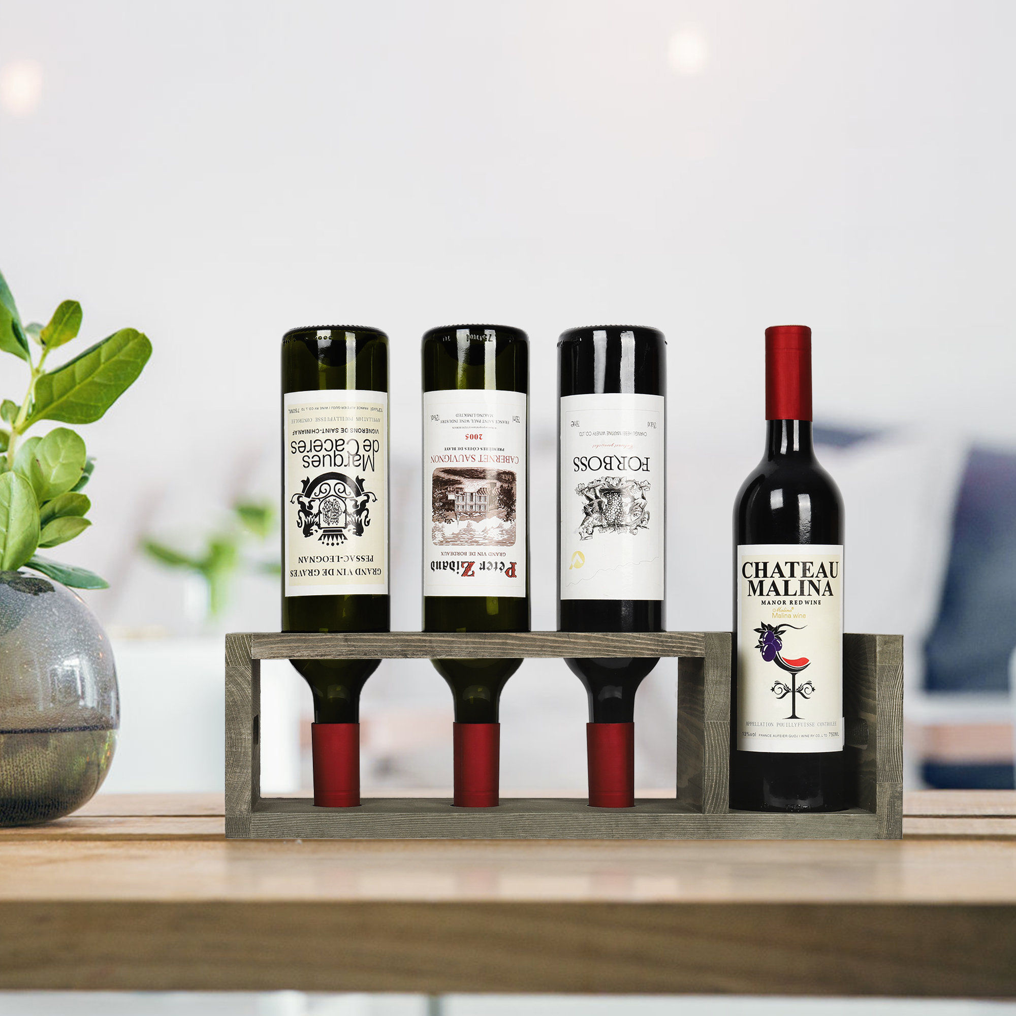 Gracie Oaks Three Holes Wine Bottle Rack Countertop Wine Rack Wine Rack ...