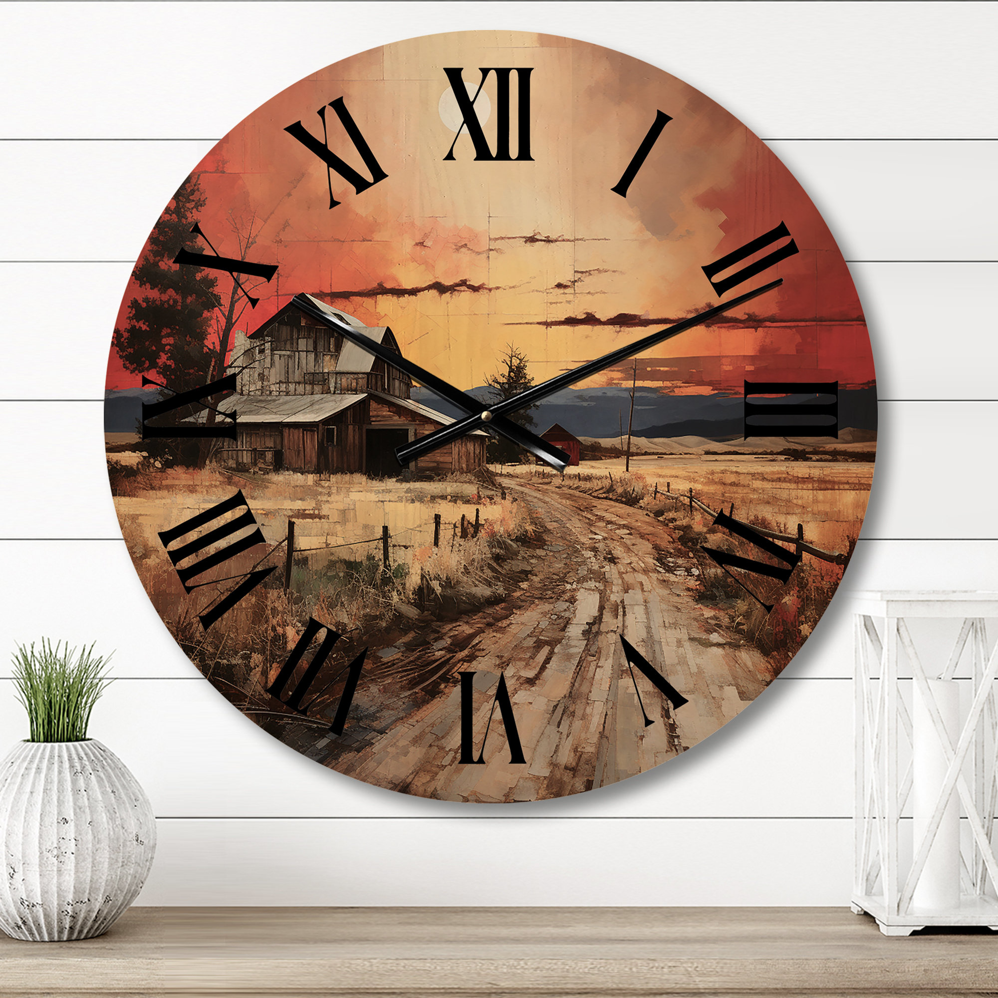 East Urban Home Barns Rural Dot Art I - Countryside Oversized Wood Wall ...