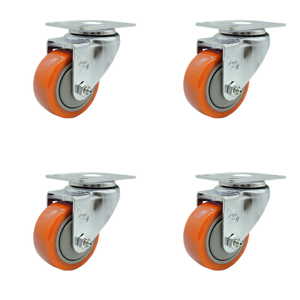 Service Caster 3 Inch Orange Polyurethane Wheel Swivel Top Plate Caster ...