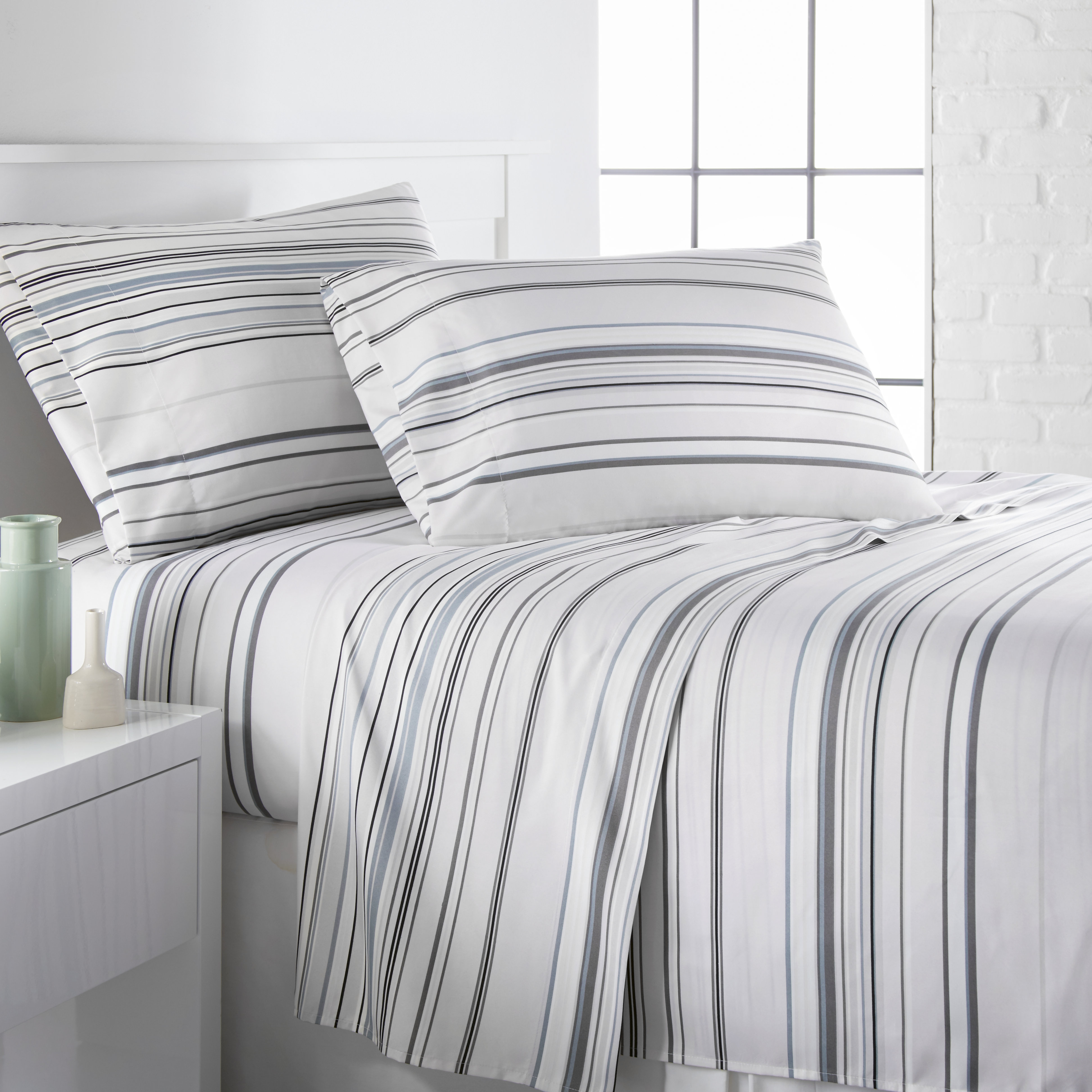 SouthShore Fine Linens Coastal Stripes Collection Striped Microfiber ...