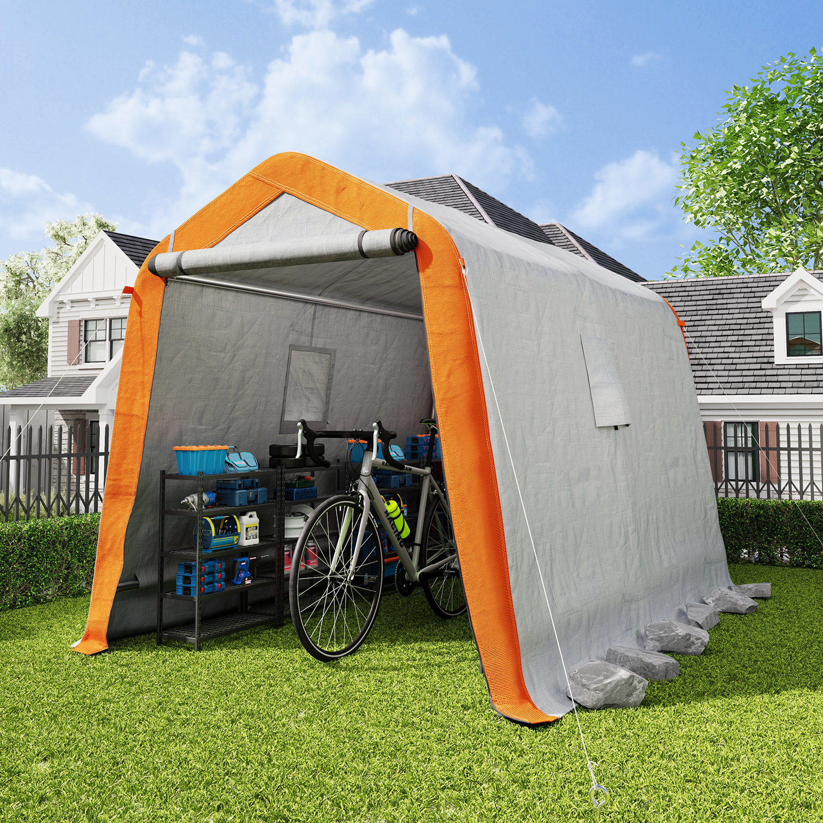 AMERLIFE Heavy Duty Portable Shed Storage Shelter With Waterproof ...