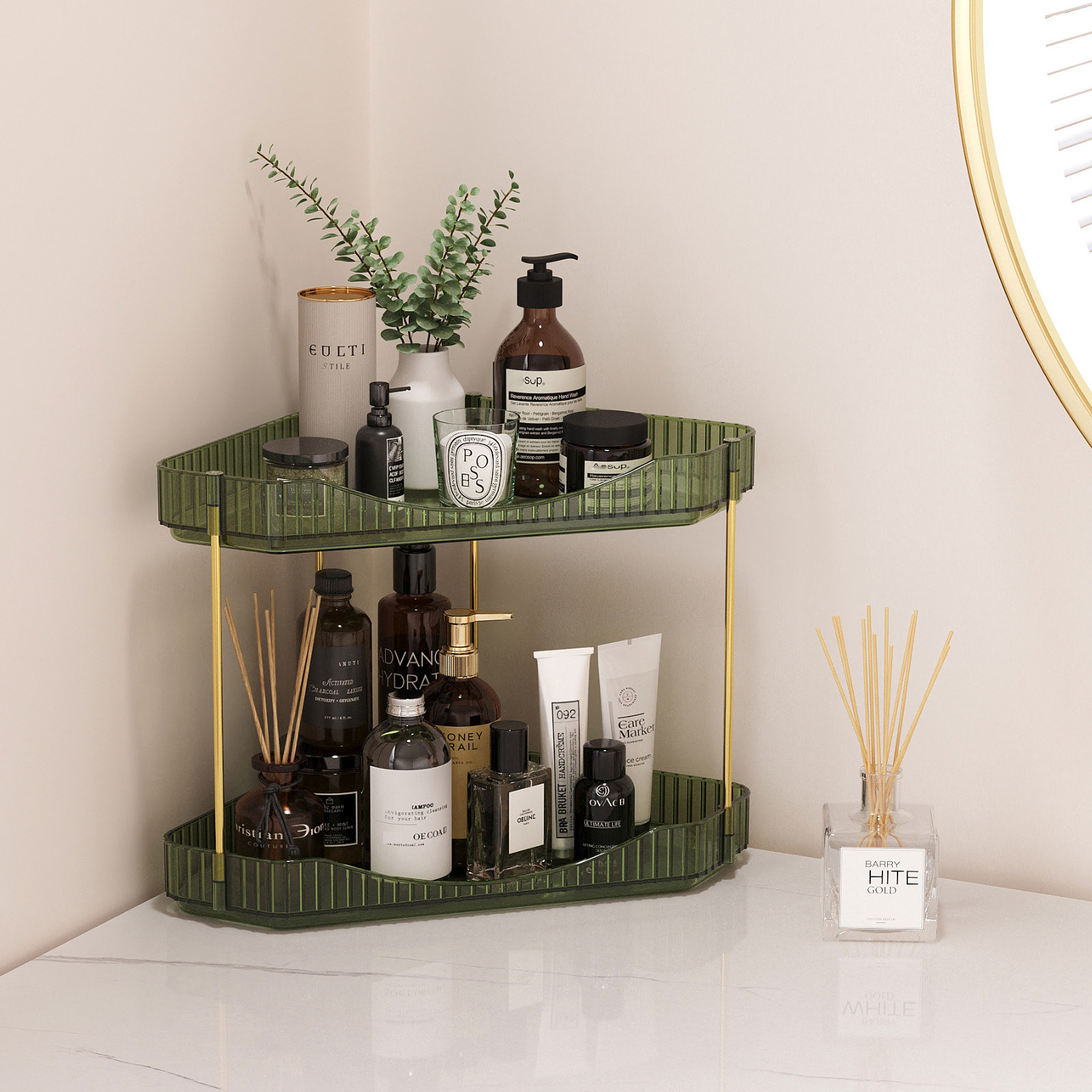 Rebrilliant 2-tier Bathroom Counter Organizer Corner, Plastic Makeup ...