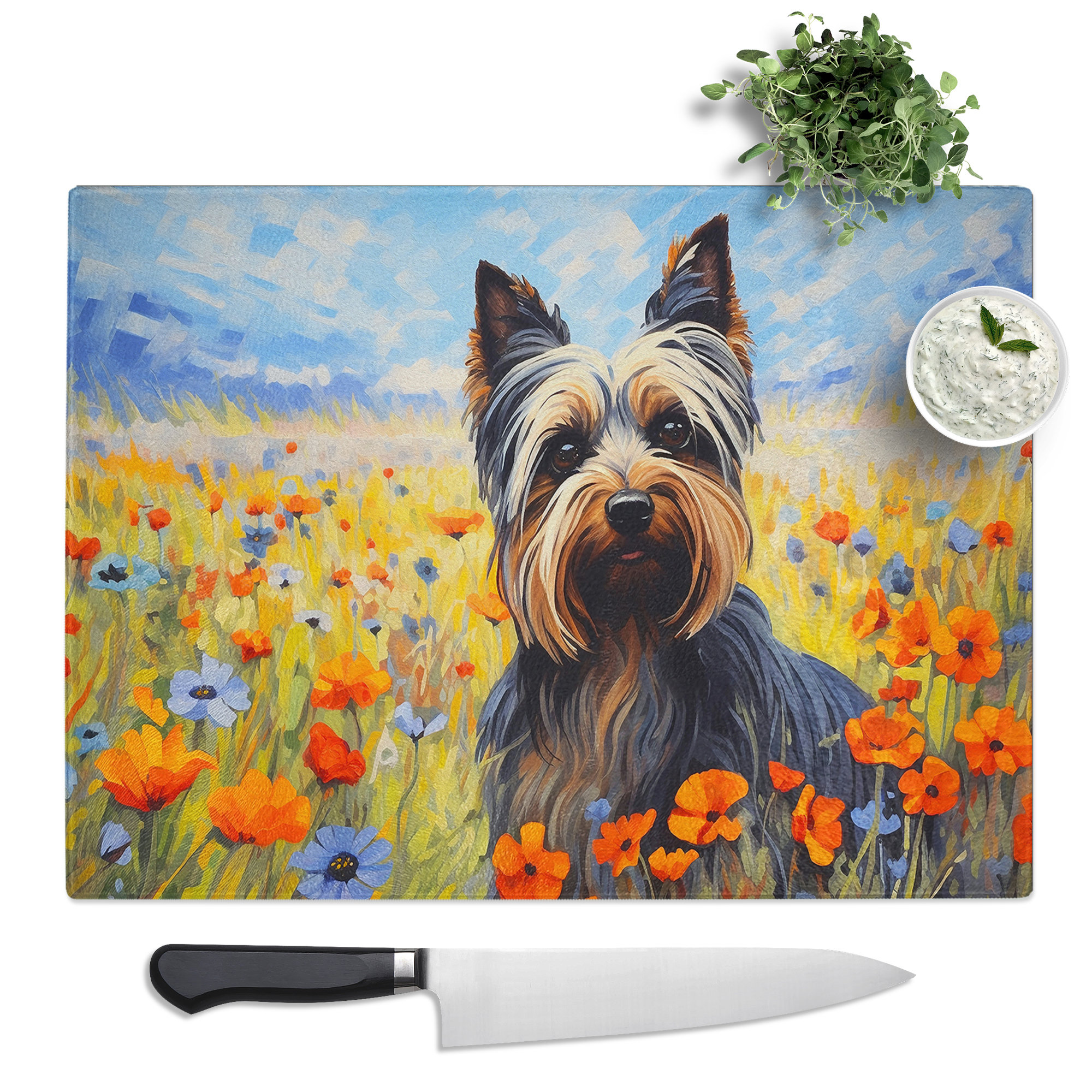 Metro Lane Yorkshire Terrier Colour Field Glass Chopping Board ...