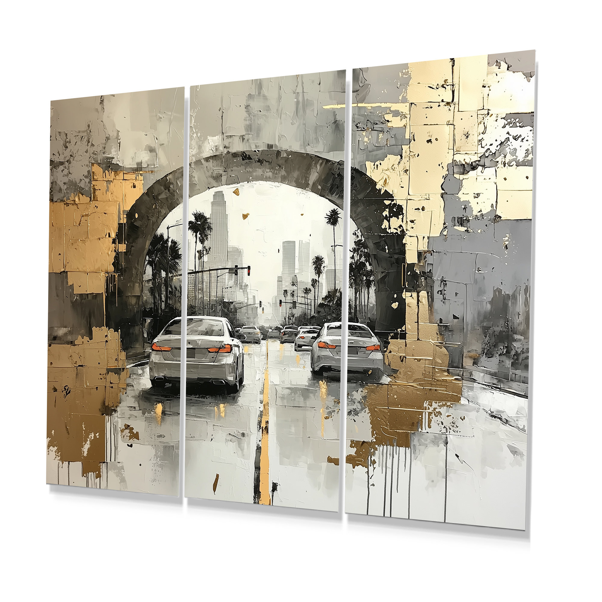 House of Hampton Los Angeles In Gold And Grey Tones - Los Angeles Wall ...