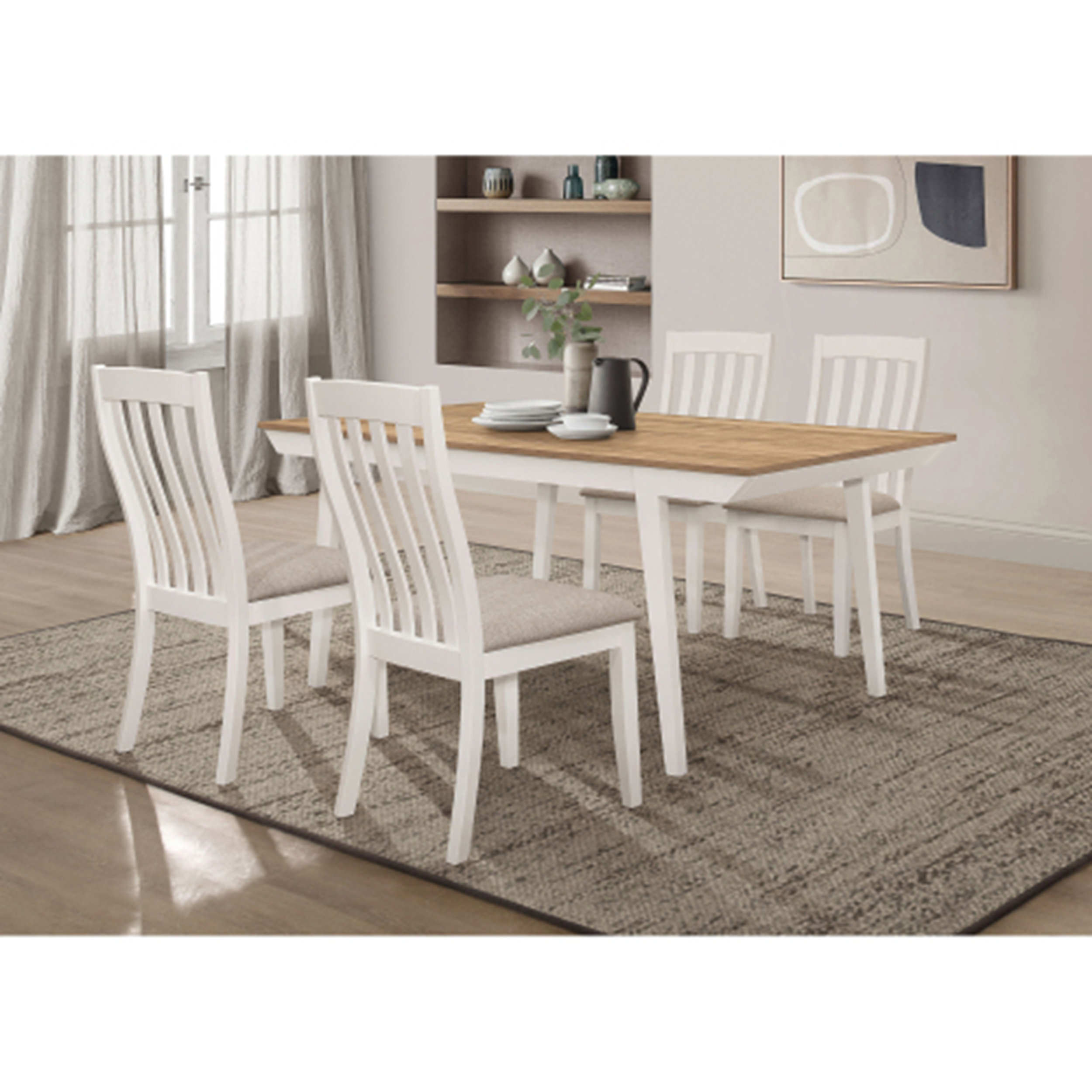 Red Barrel Studio® Prospect Natural Acacia and Off White Dining Table ...