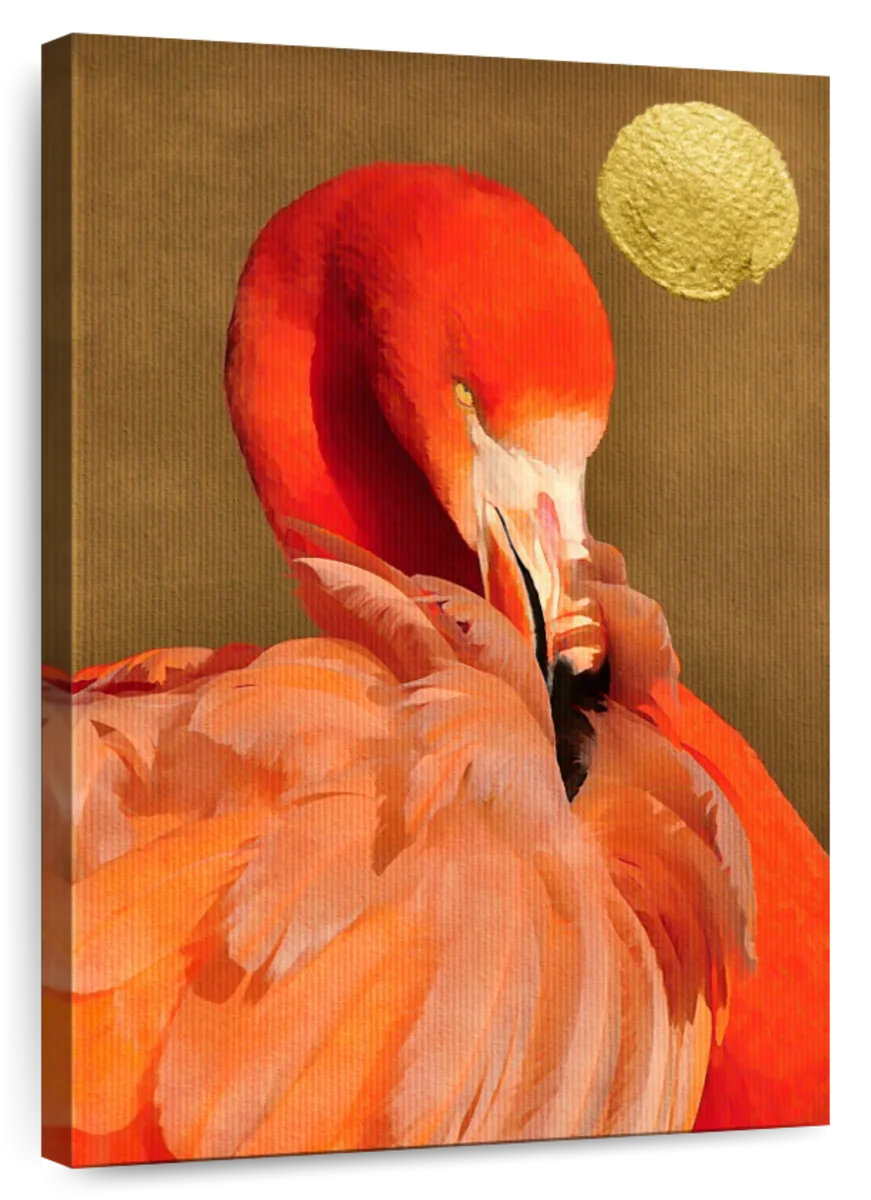 Ebern Designs Brampt Flamingo With Golden Sun | Wayfair
