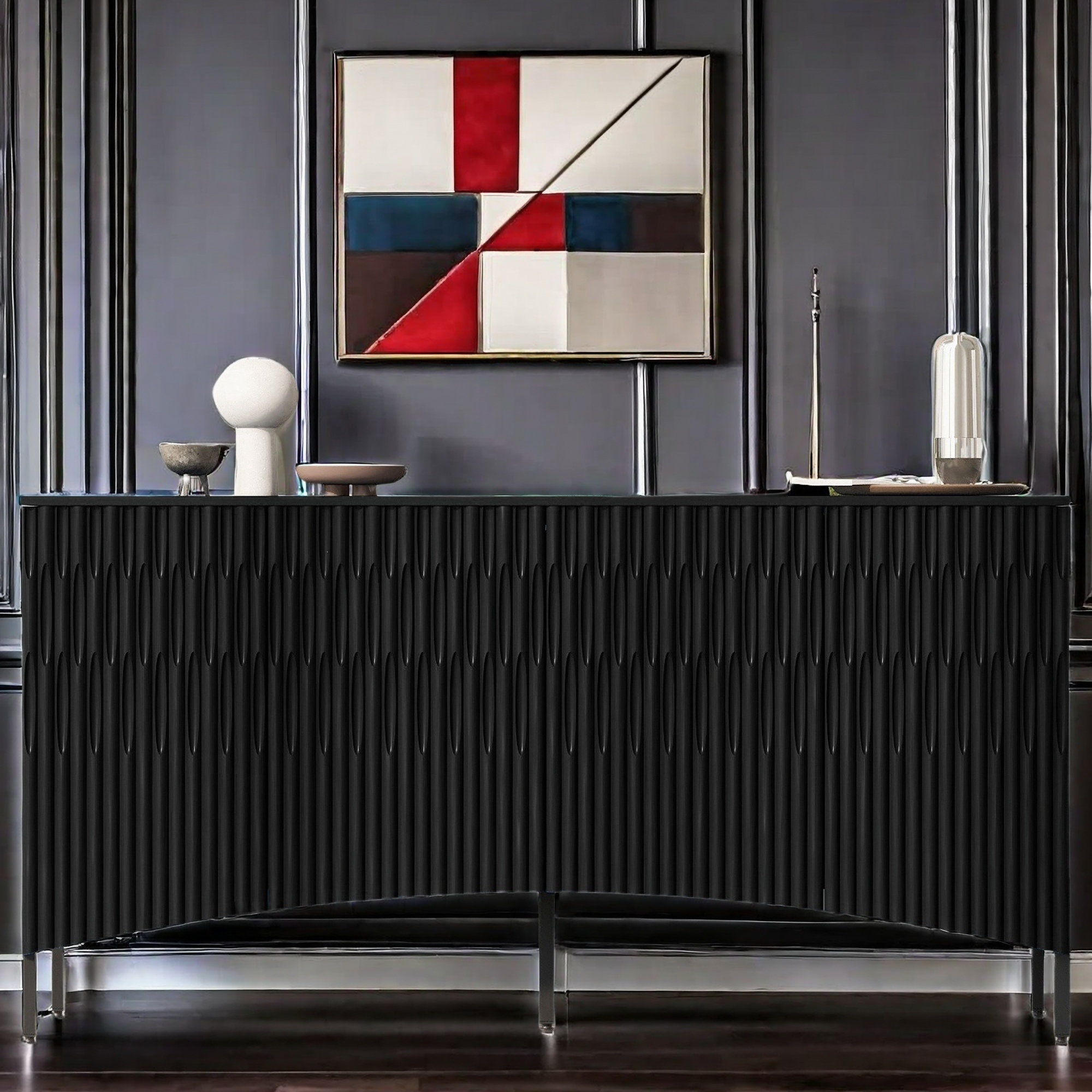 Ebern Designs Konopka With Arched Groove Design And Metal Legs ...