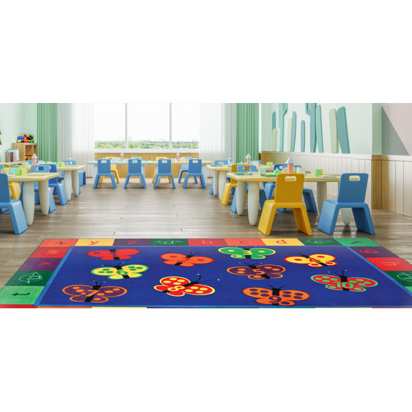 Carpets for Kids ABC 123 Butterflies Counting Literacy Tufted Blue/Red ...