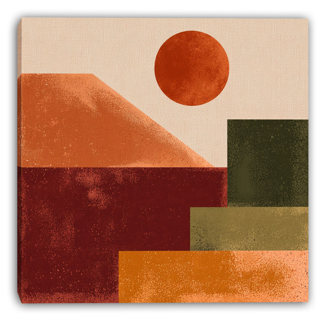 George Oliver Geometric Sunset Wrapped Canvas Wall Art | Wayfair