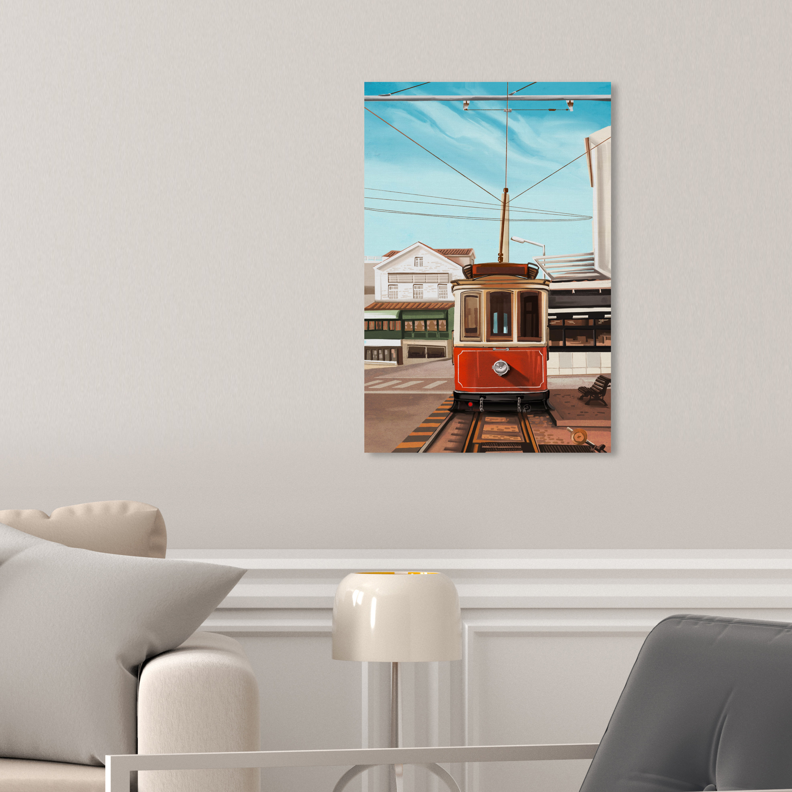 Oliver Gal Prints Transportation on The Trolley Trains - Floater Frame ...